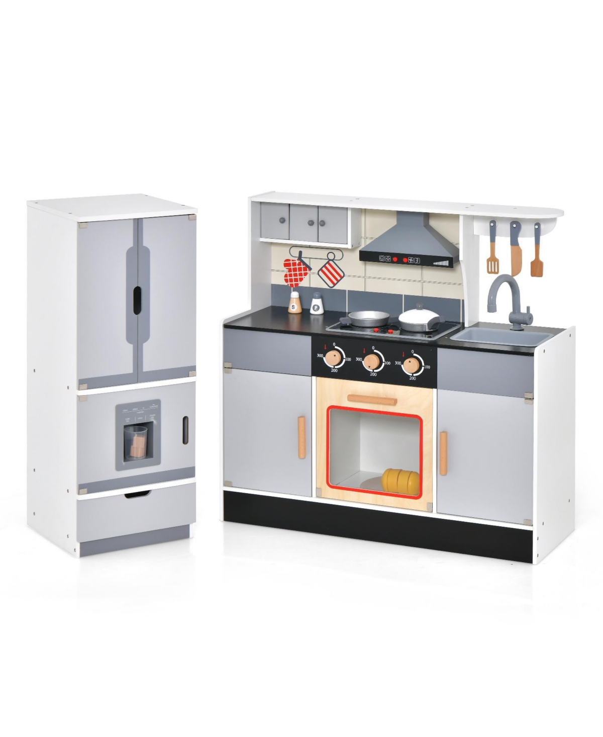 Click here for Wooden Chef Play Kitchen and Refrigerator with Rea... prices