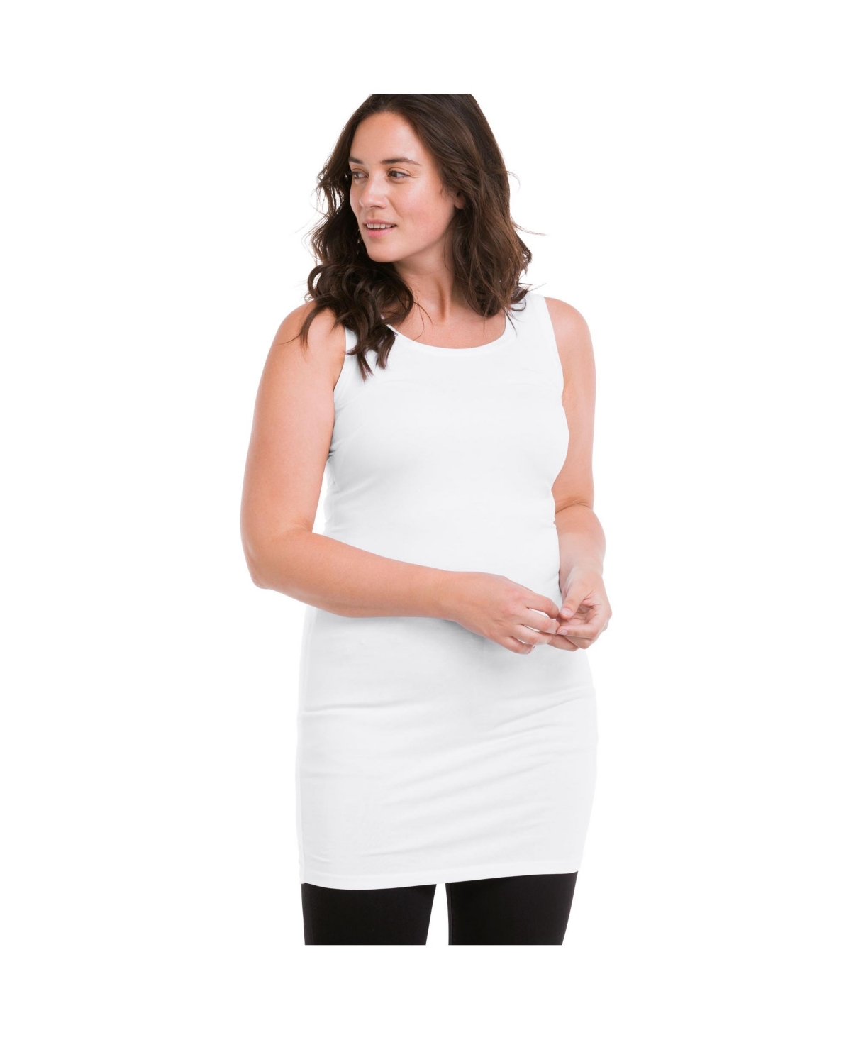 Click here for ellos Plus Size Long Sleeveless Tank - White prices