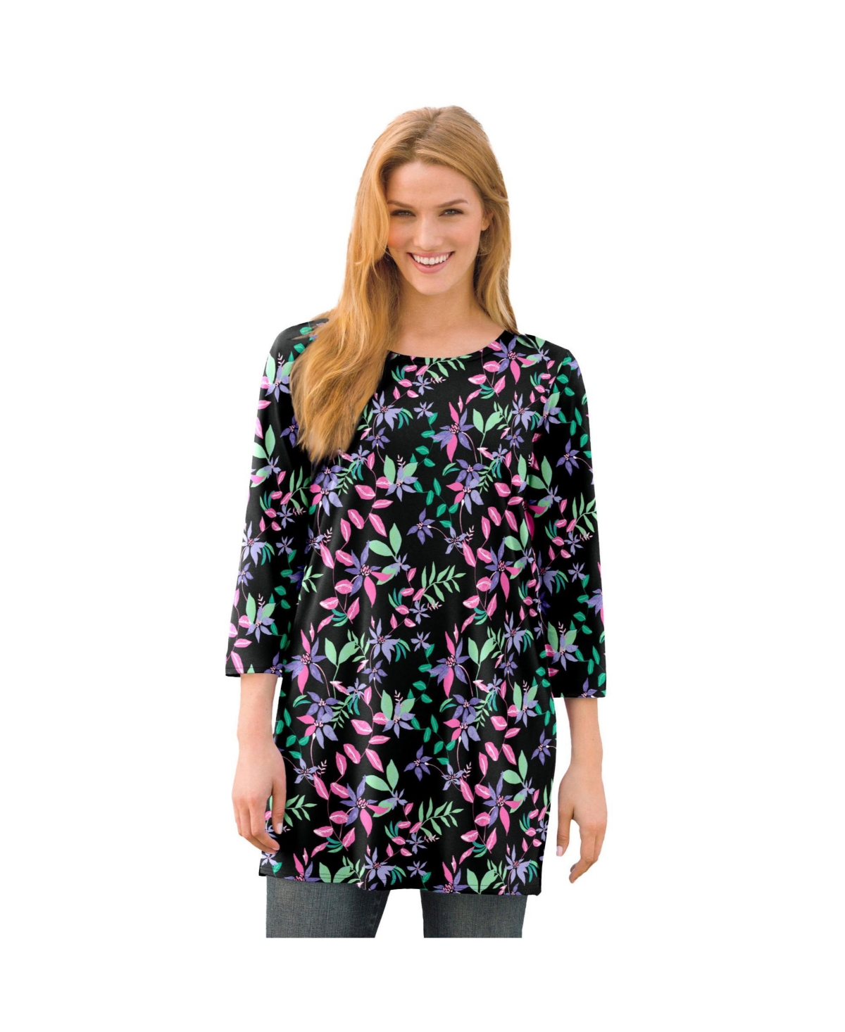 Click here for Woman Within Plus Size Within Perfect Printed Thre... prices
