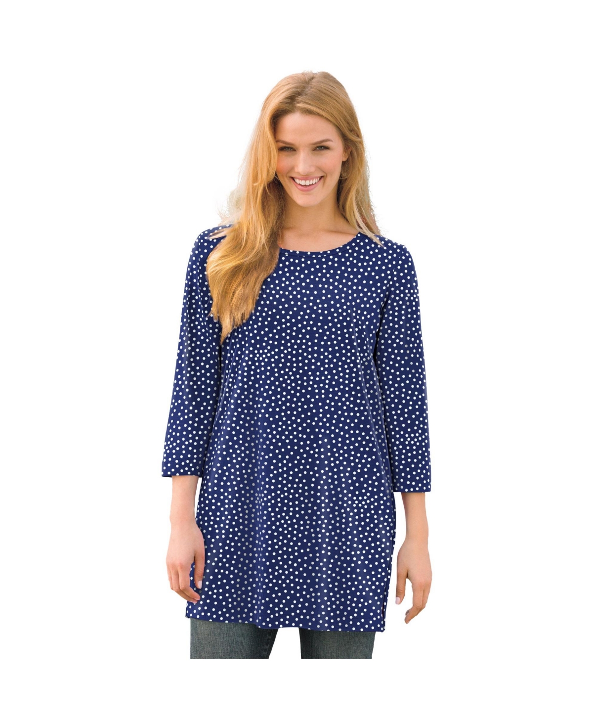 Click here for Woman Within Plus Size Perfect Printed Three-Quart... prices