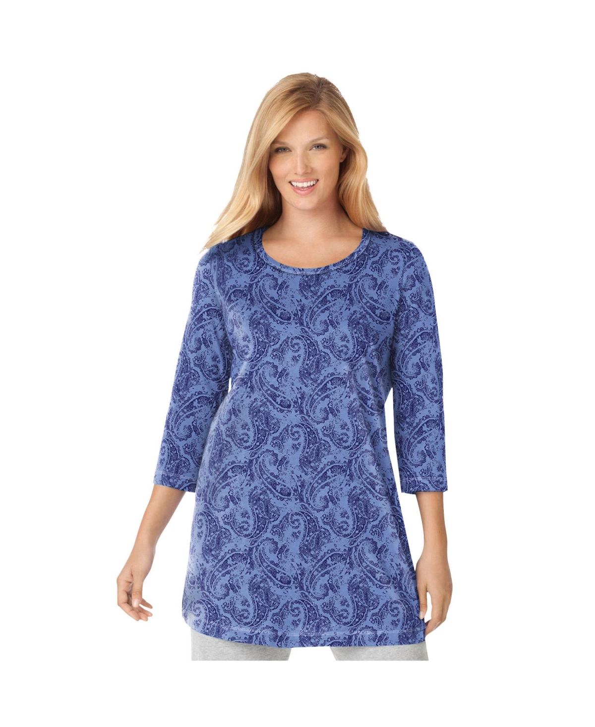 Click here for Woman Within Plus Size Perfect Printed Three-Quart... prices