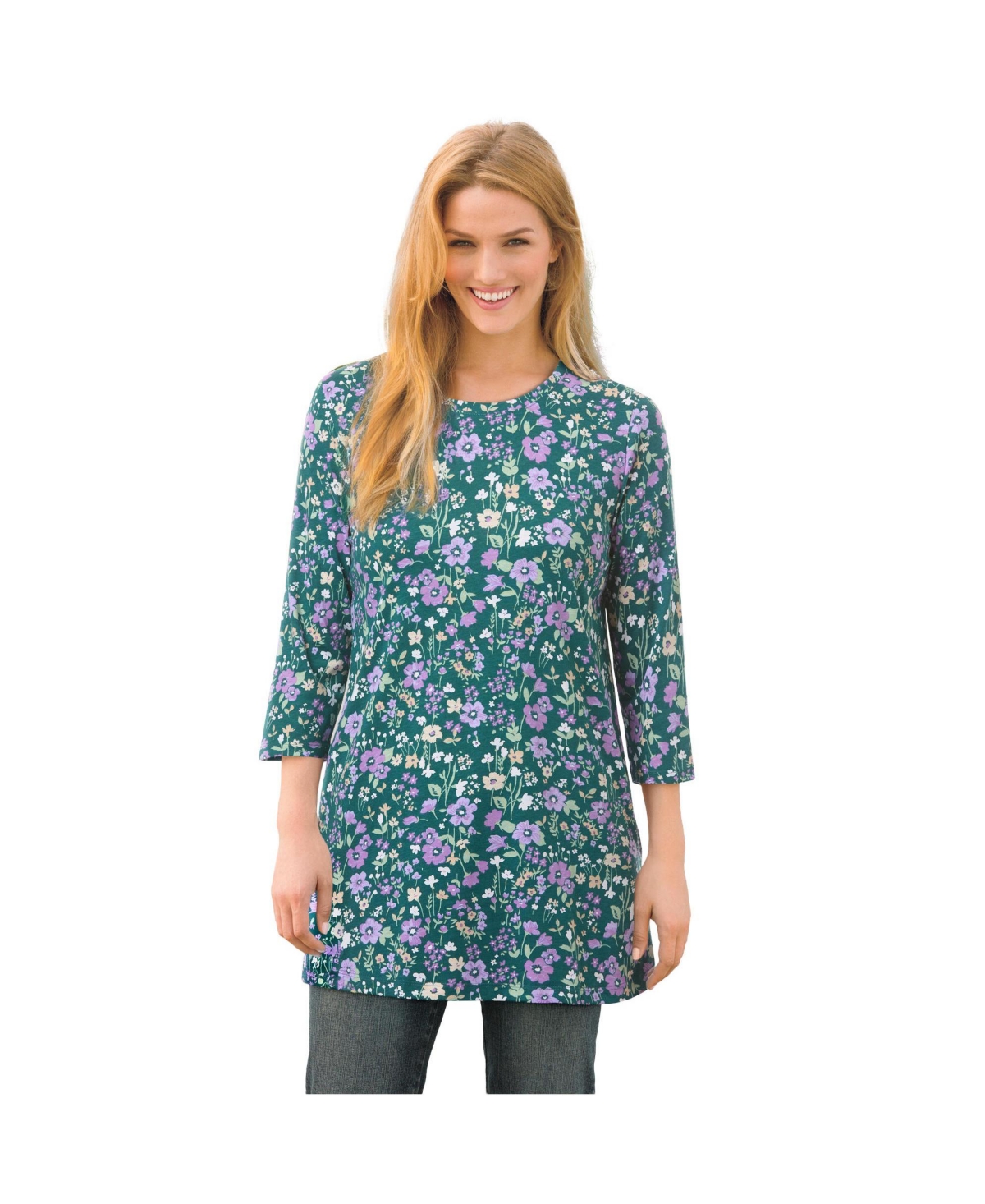 Click here for Woman Within Plus Size Within Perfect Printed Thre... prices