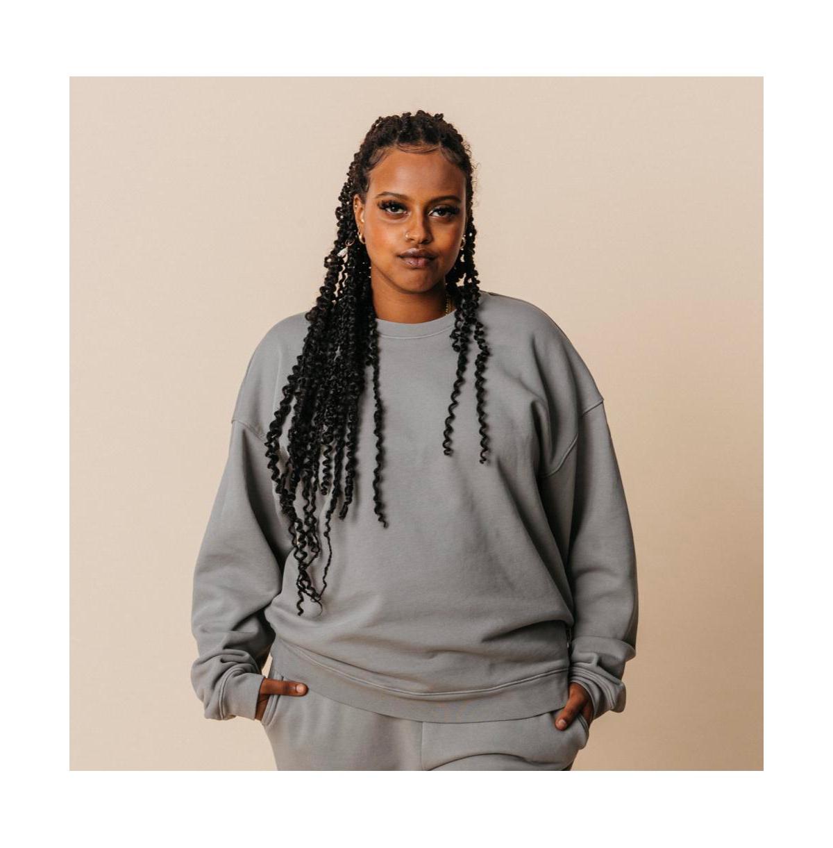 Click here for Ocio Plus Size Organic Cotton Teddy Oversized Crew... prices