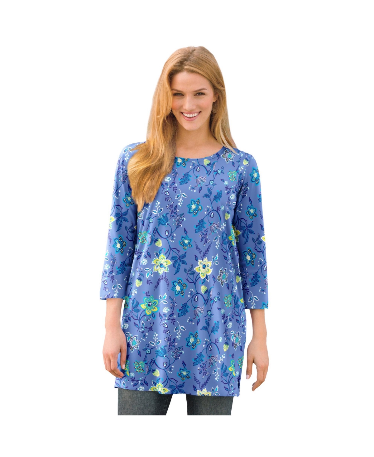 Click here for Woman Within Plus Size Perfect Printed Three-Quart... prices