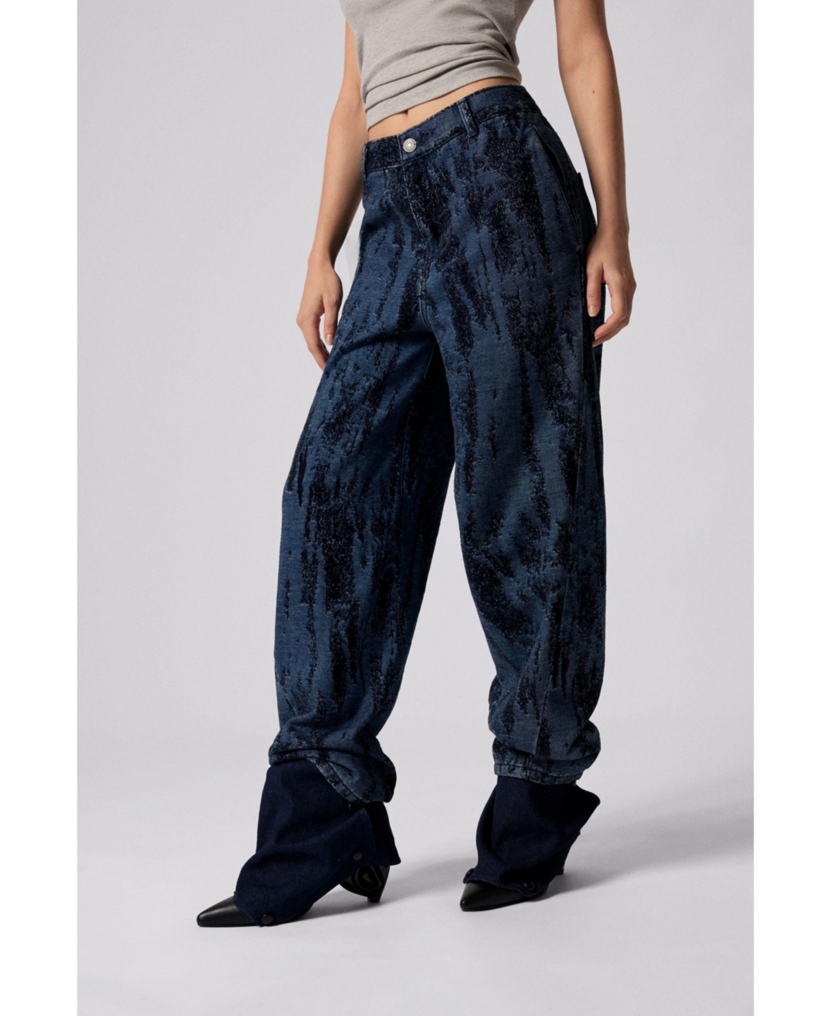 Click here for Desigual Womens Jacquard gradient denim trousers -... prices