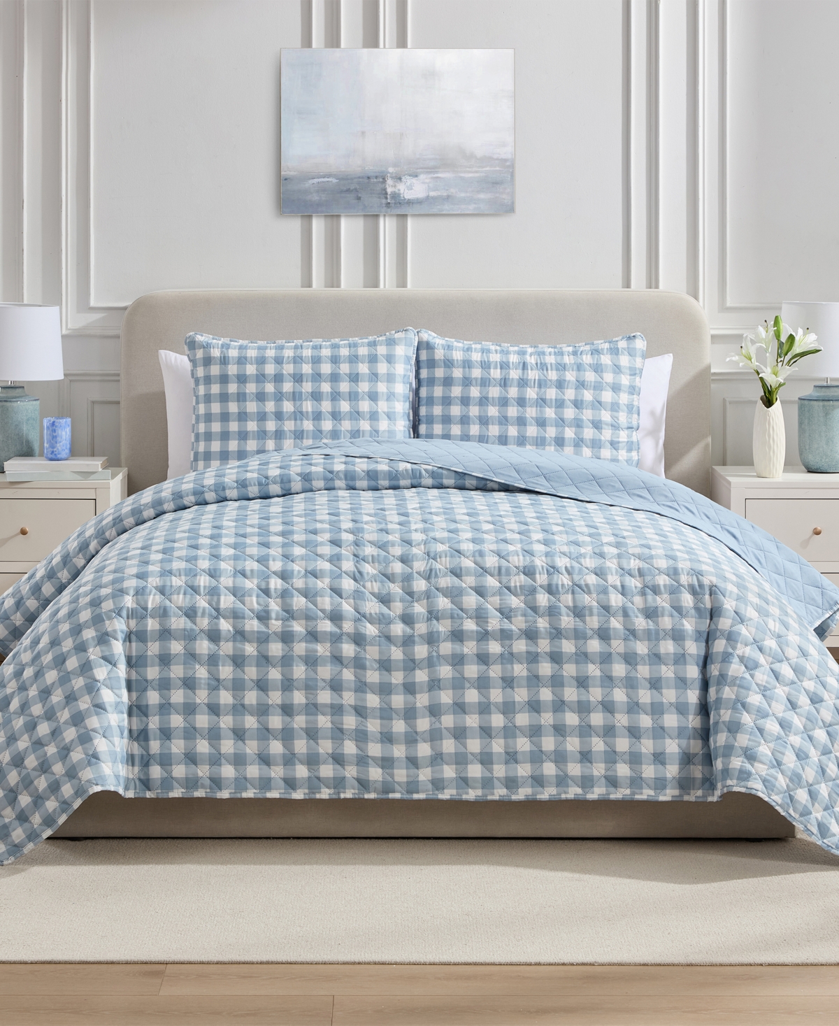Click here for Vcny Home Gingham Microfiber 3-Pc. Quilt Set  King... prices