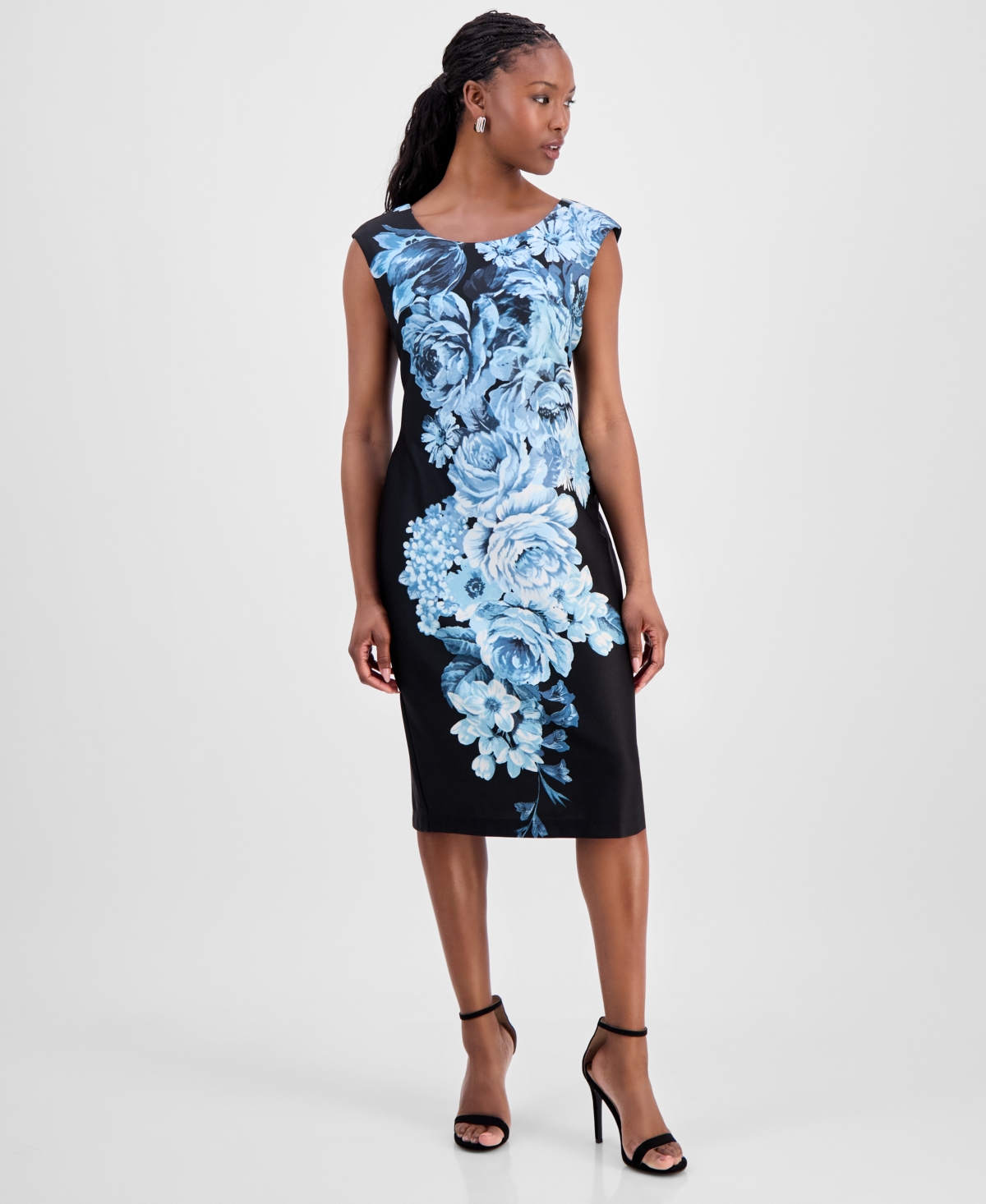Click here for Connected Petite Floral-Print Sheath Dress - Dusty... prices