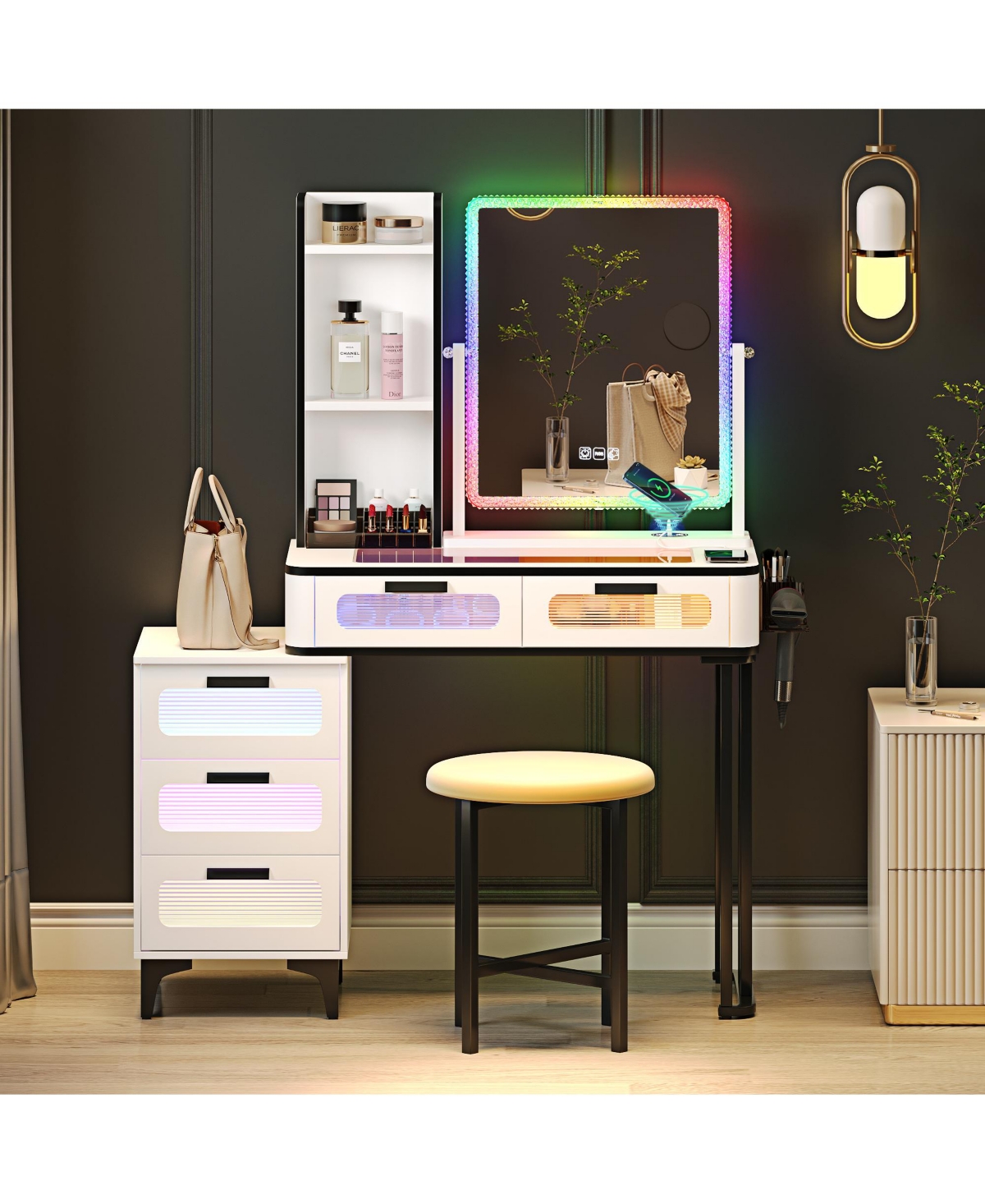 Click here for Vlsrka Vanity Makeup Desk with Mirror and Lights -... prices