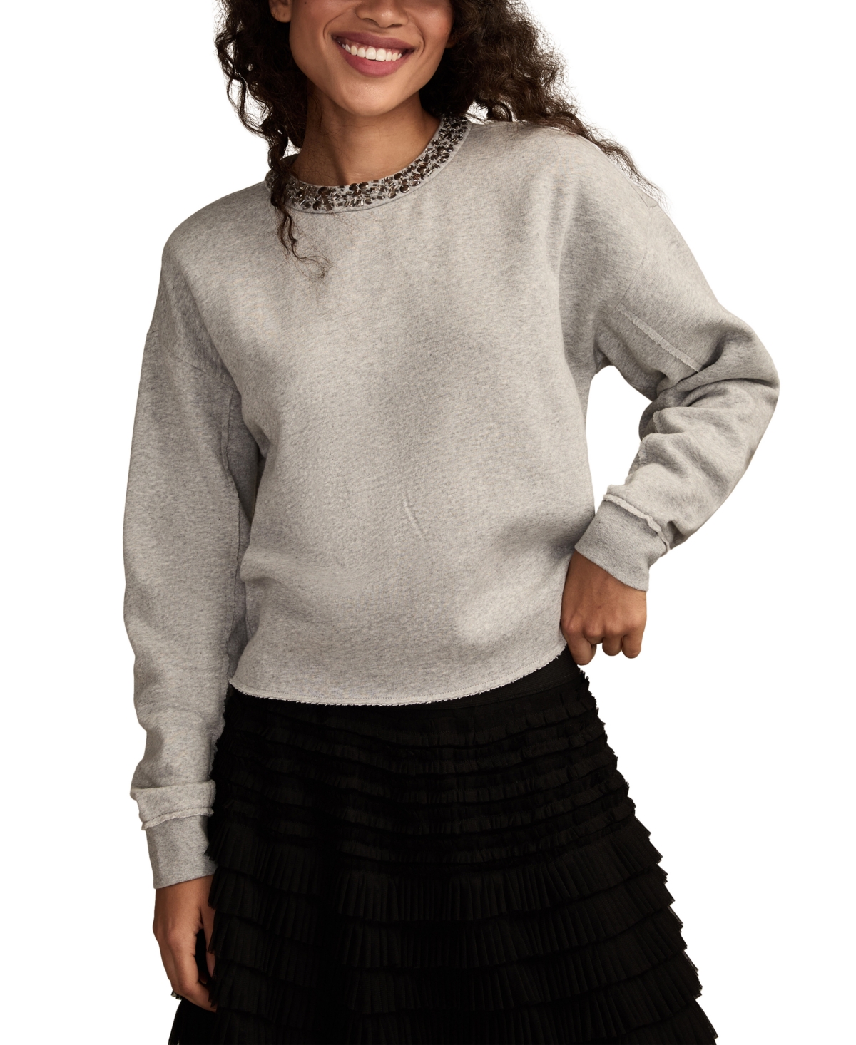 Click here for Lucky Brand Womens Jeweled Crewneck Sweatshirt - M... prices