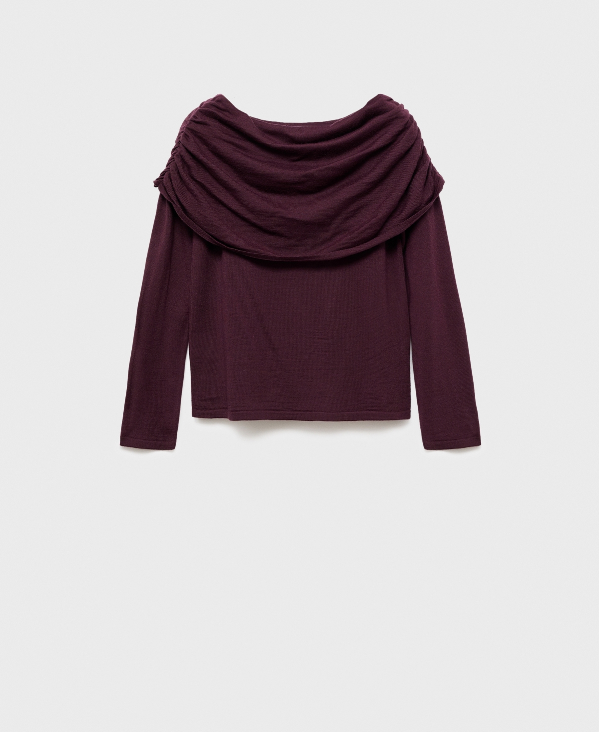 Click here for Mango Womens Draped Neckline Fitted Sweater - Wine prices