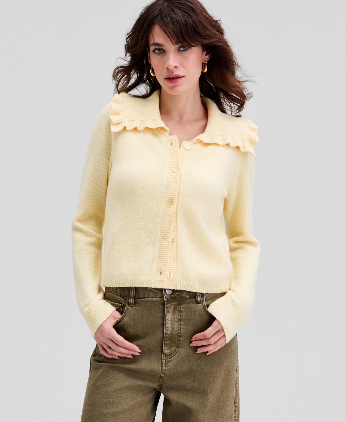 Click here for And Now This Petite Ruffle Collar Button Cardigan... prices