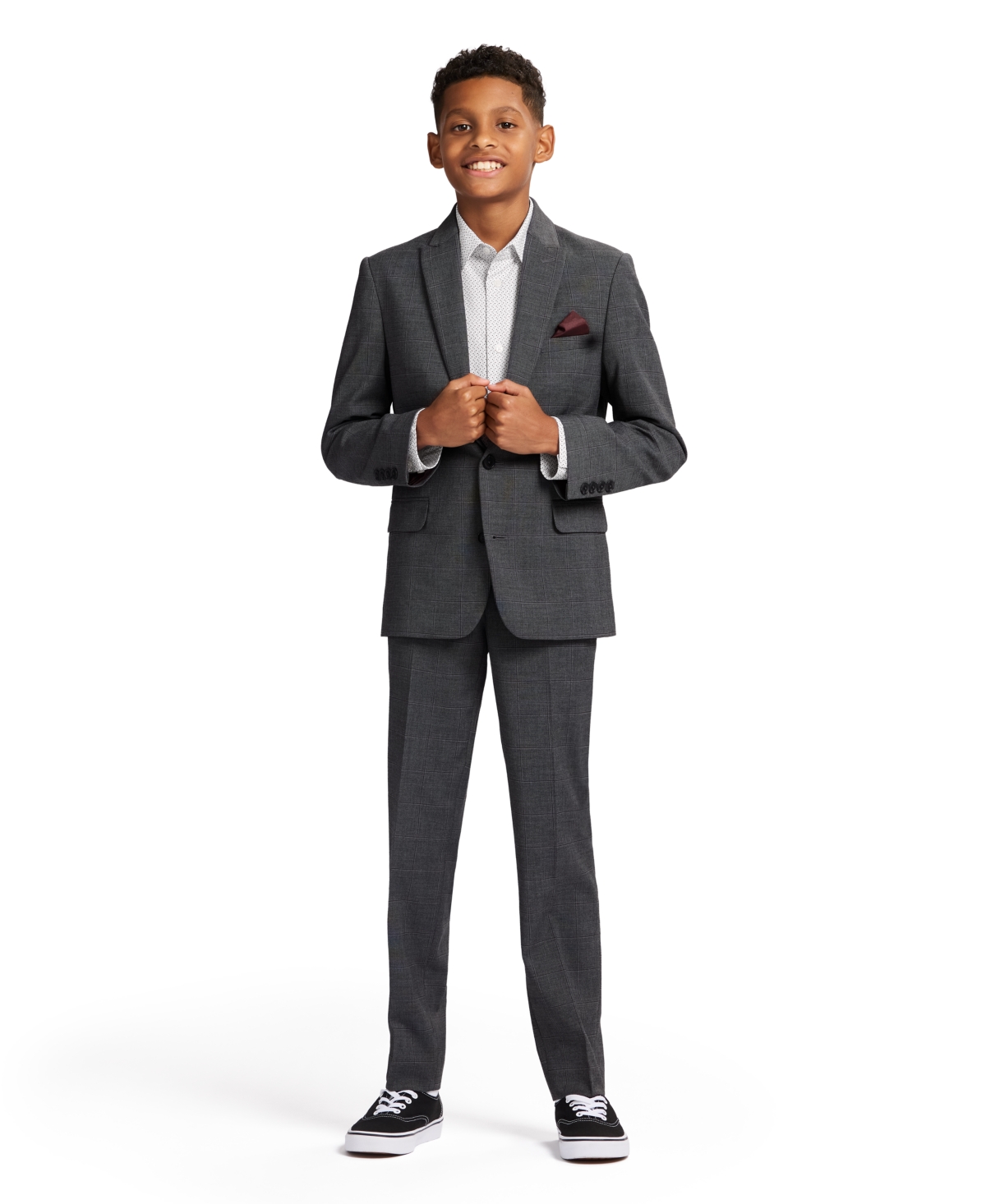 Click here for Calvin Klein Boys 8-20 Stretch Textured Windowpane... prices