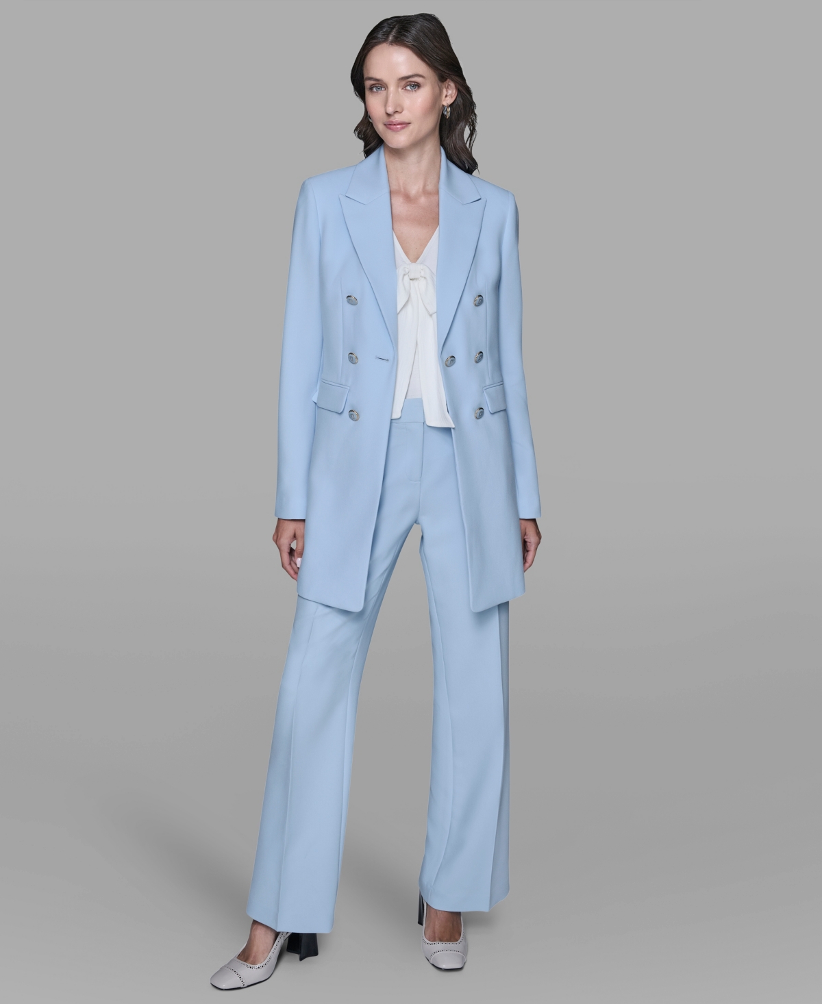 Click here for Karl Lagerfeld Paris Womens Long One-Button Blazer... prices