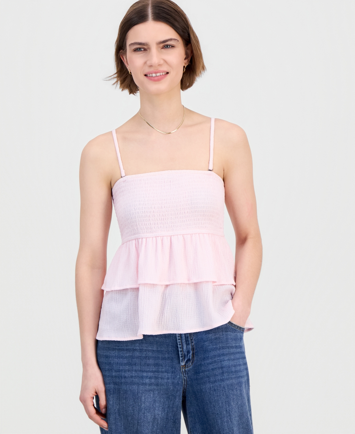 Click here for Madden Girl Juniors Smocked Tiered Babydoll Tank T... prices