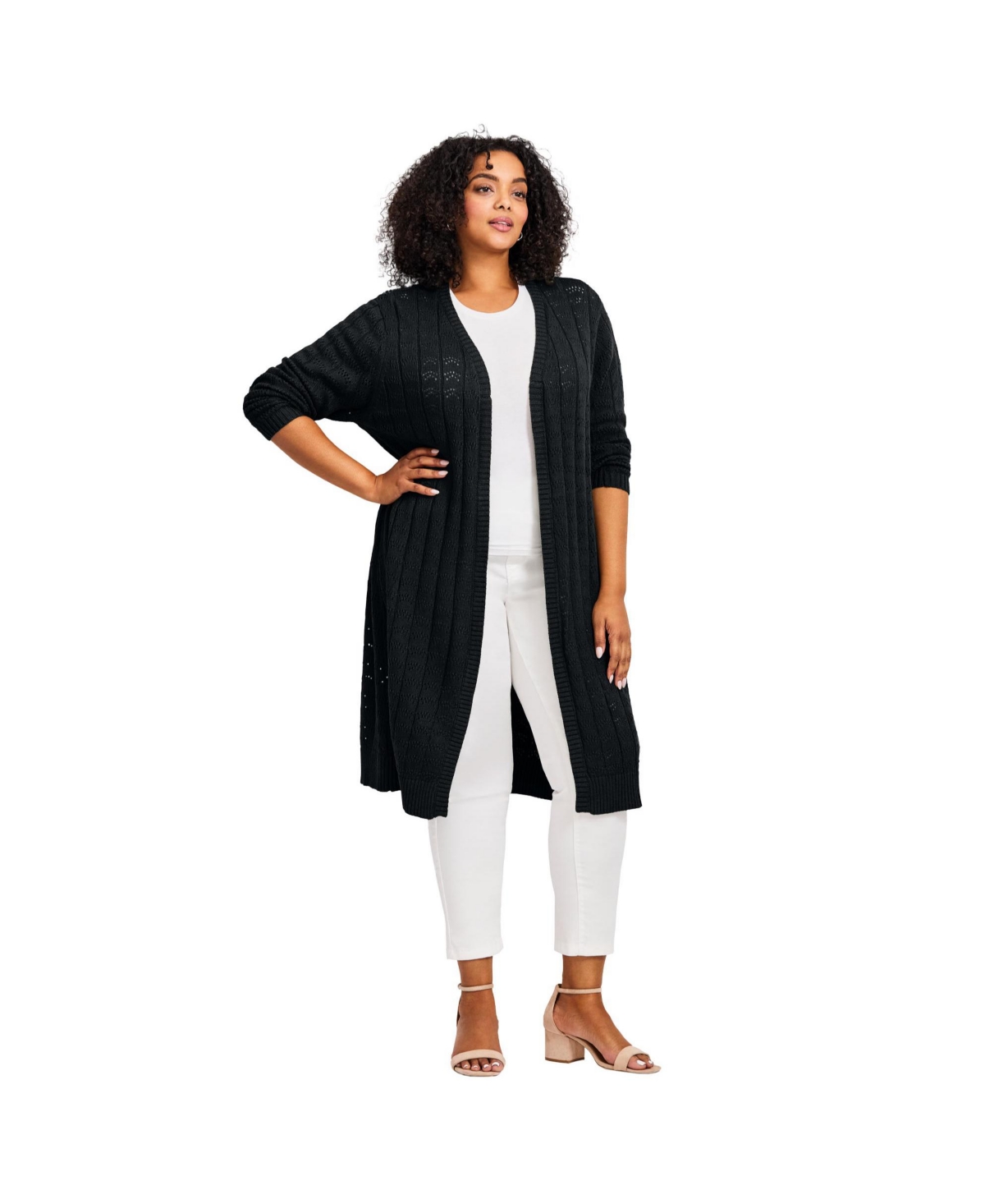 Click here for Avenue Womens Pointelle Duster - Black prices