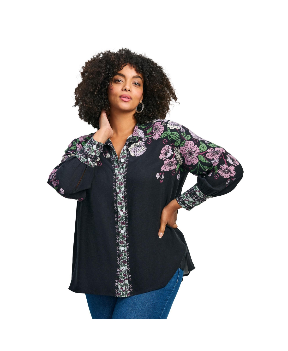 Click here for Avenue Womens La Luna Button Down Shirt - Fantasy prices