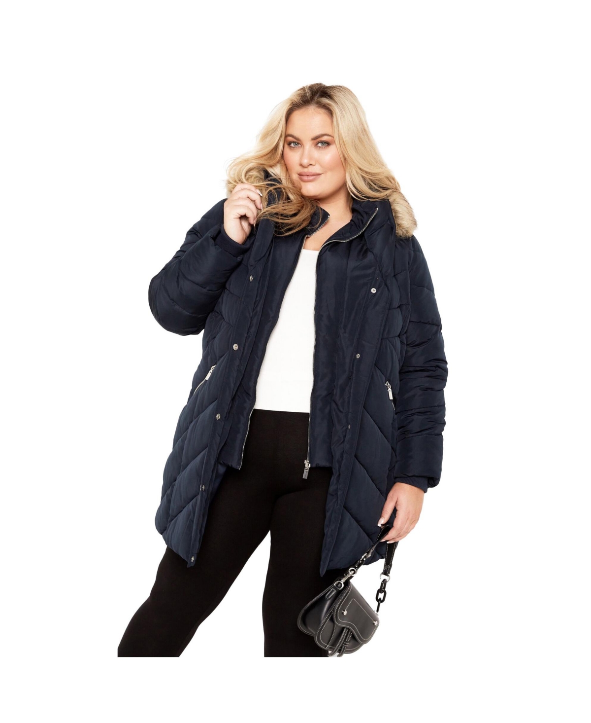 Click here for Avenue Womens Abigail Puffer Jacket - Navy prices