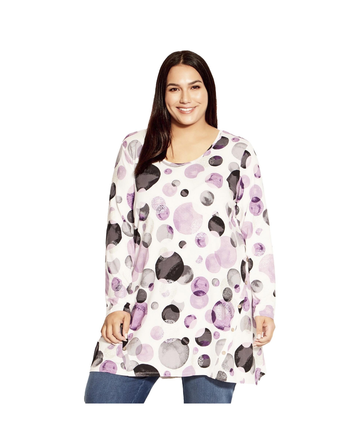 Click here for Avenue Womens Leisure Button Tunic - Purple floati... prices