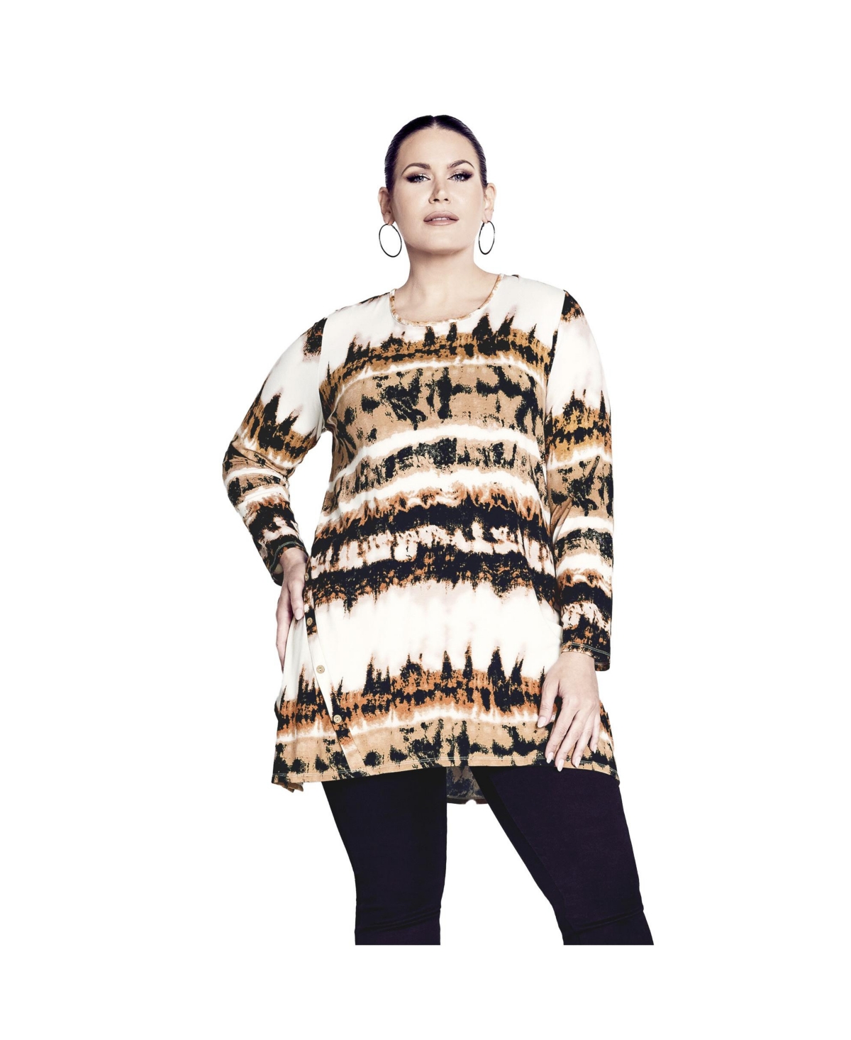 Click here for Avenue Womens Leisure Button Tunic - Tie dye prices