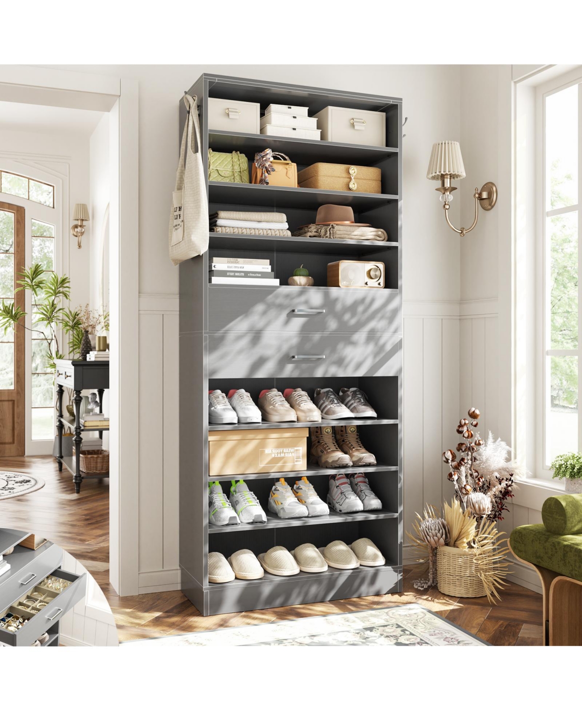 Click here for Aheaplus 8-Tier Shoe Rack with 2 Drawers  80 High... prices