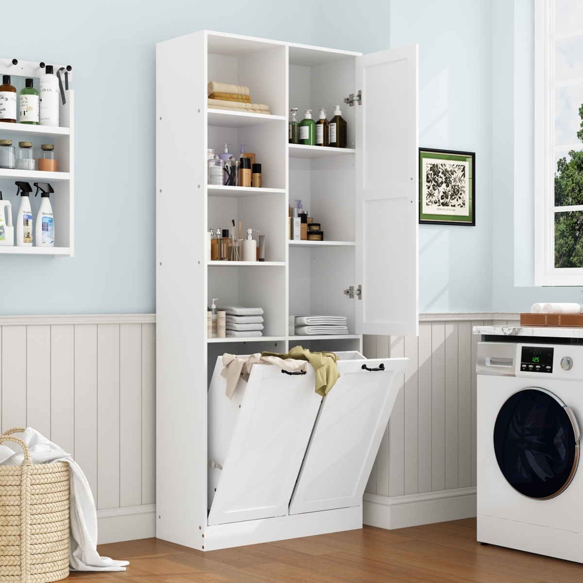 Click here for Homsee Bathroom Cabinet with Flip Storage and 7-Sh... prices