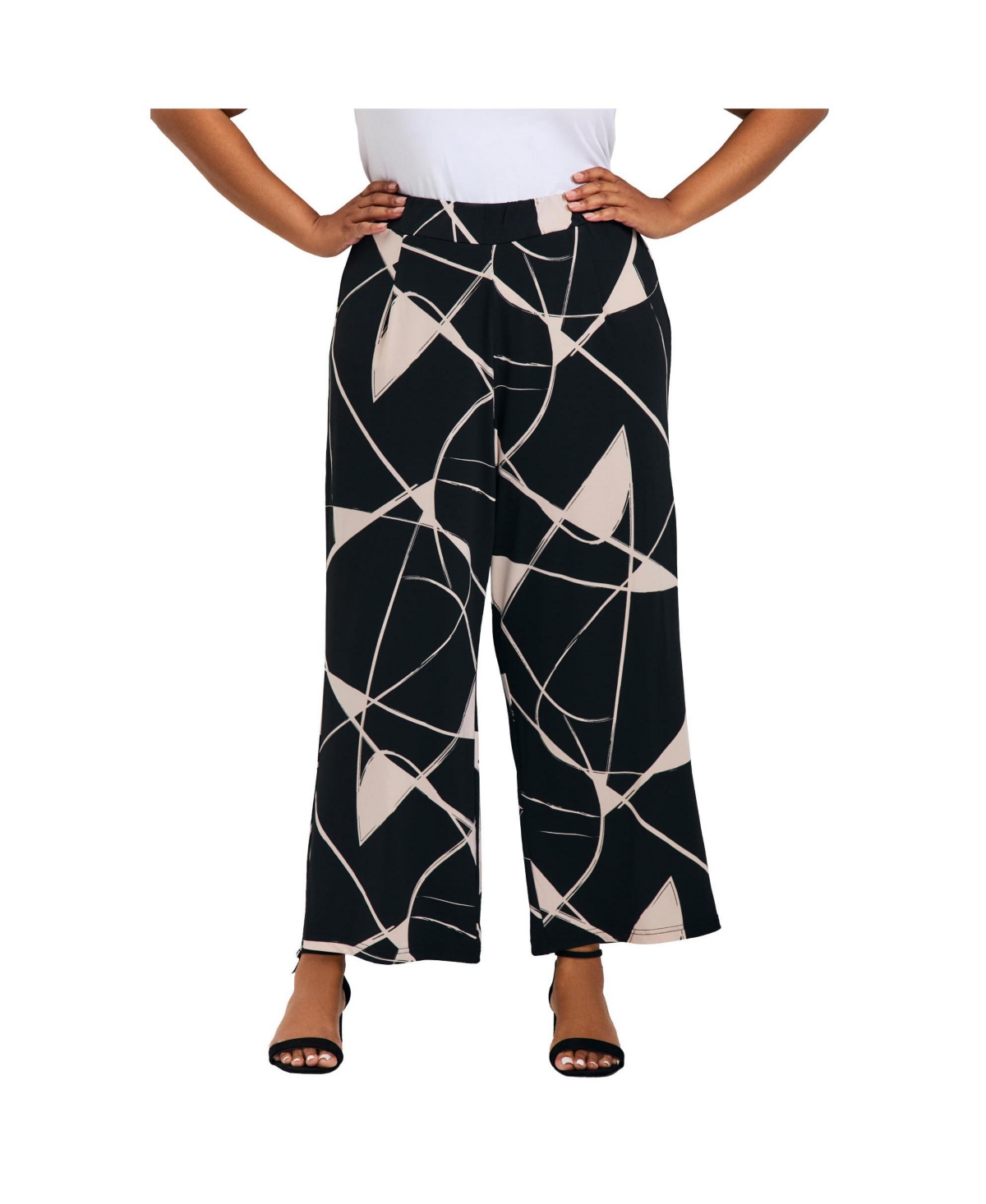 Click here for Avenue Womens Audrey Wide Leg Pant - Mono graphic prices