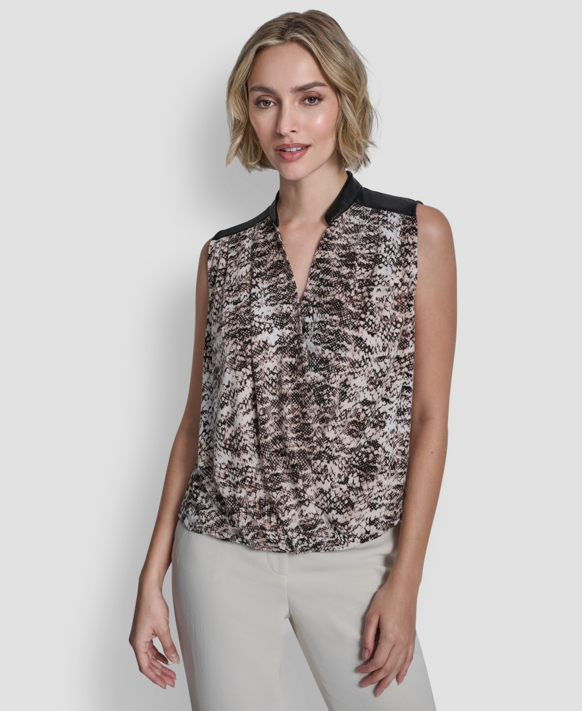 Click here for Dkny Womens V-Neck Cross Over Top - Travertine/ecr... prices