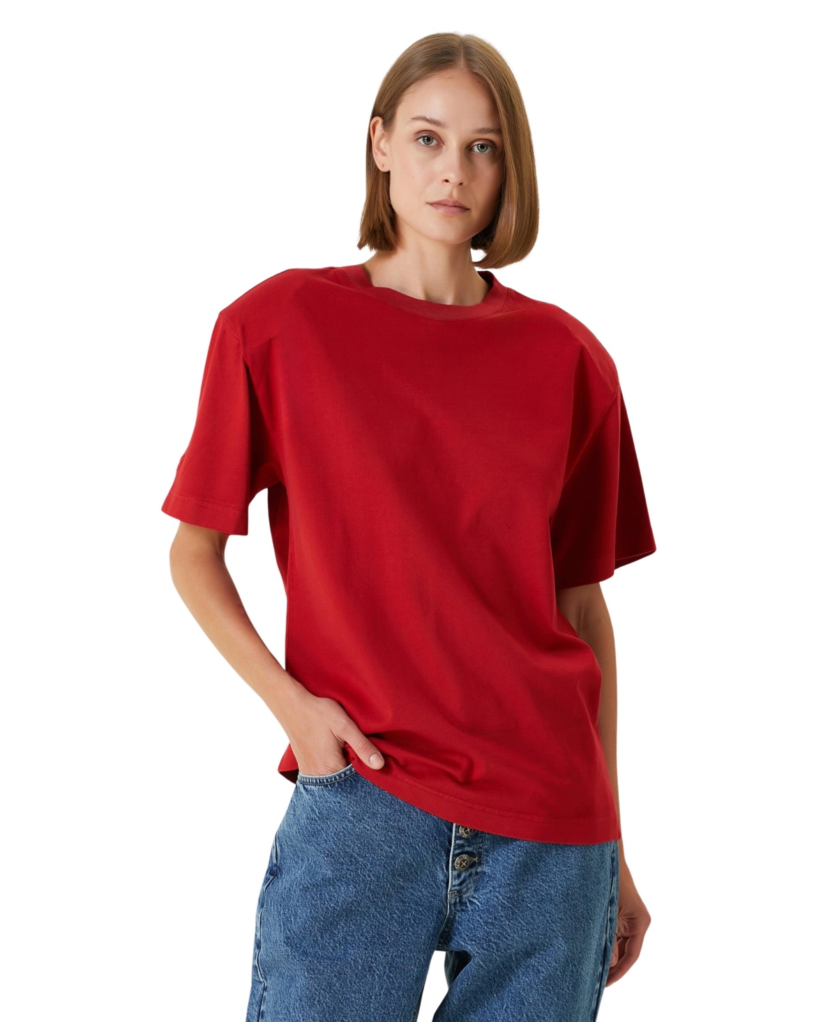 Click here for Pcfg Womens Cotton Printed T-Shirt - Red prices