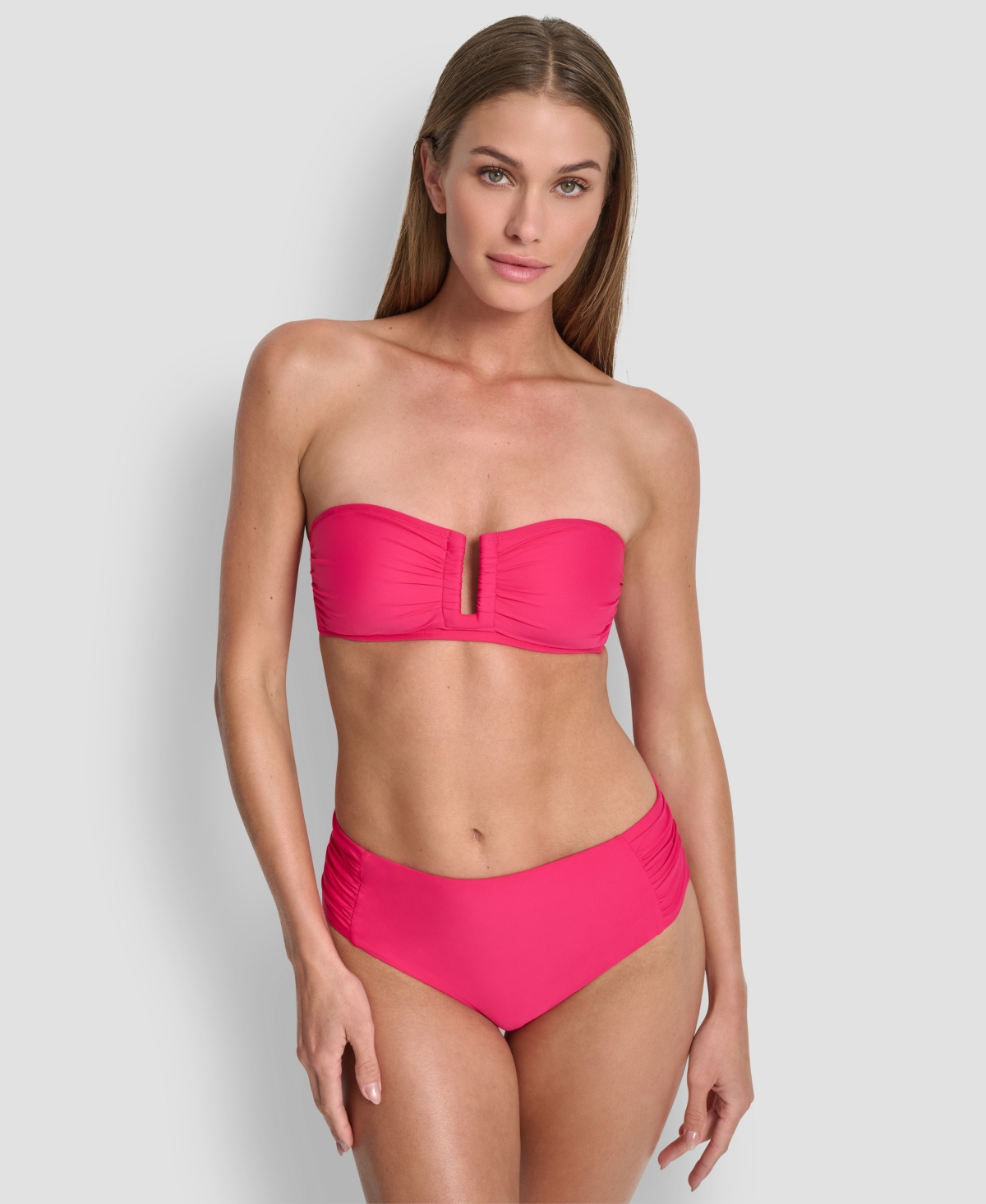 Click here for Dkny Womens Shirred U-Wire Bandeau Bikini Top - Am... prices