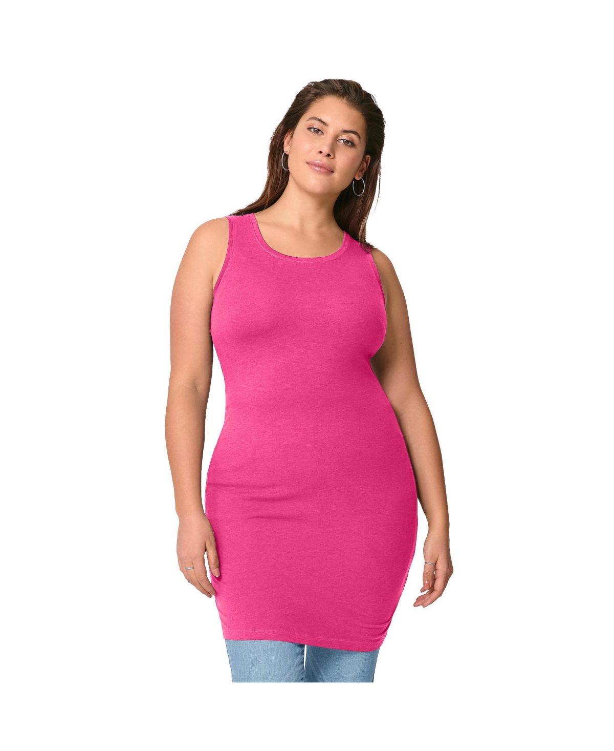 Click here for ellos Plus Size Long Sleeveless Tank - Raspberry s... prices
