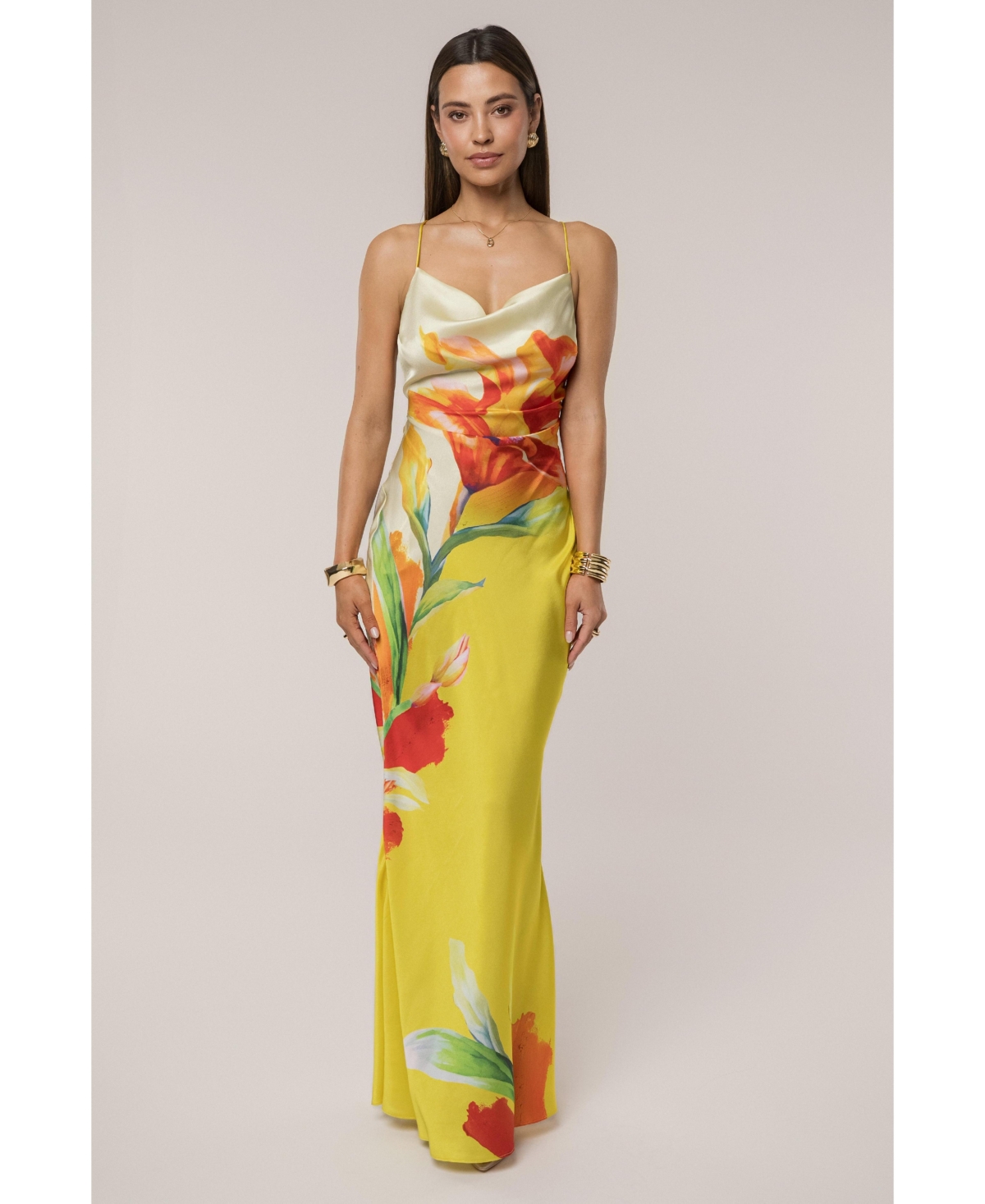 Click here for Jluxlabel Womens Satin Floral Print Maxi Dress - Y... prices