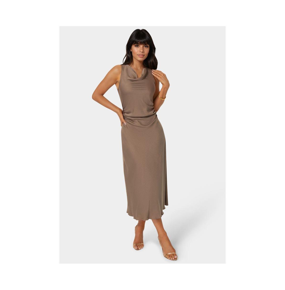Click here for Bebe Womens Crepe Satin Cowl Maxi Dress - Mocha prices