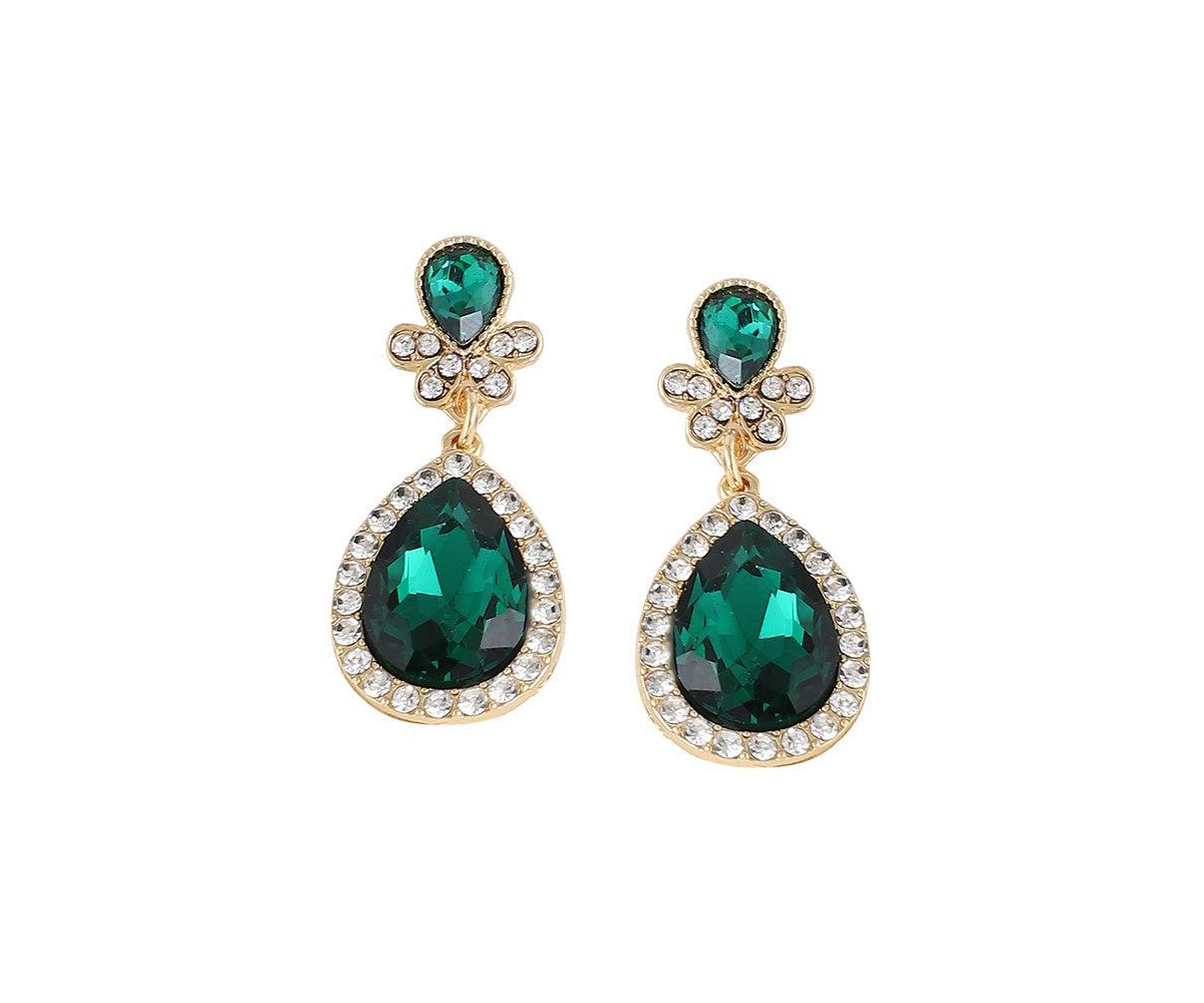 Click here for Sohi Womens Stone Drop Earrings - Green stone with... prices