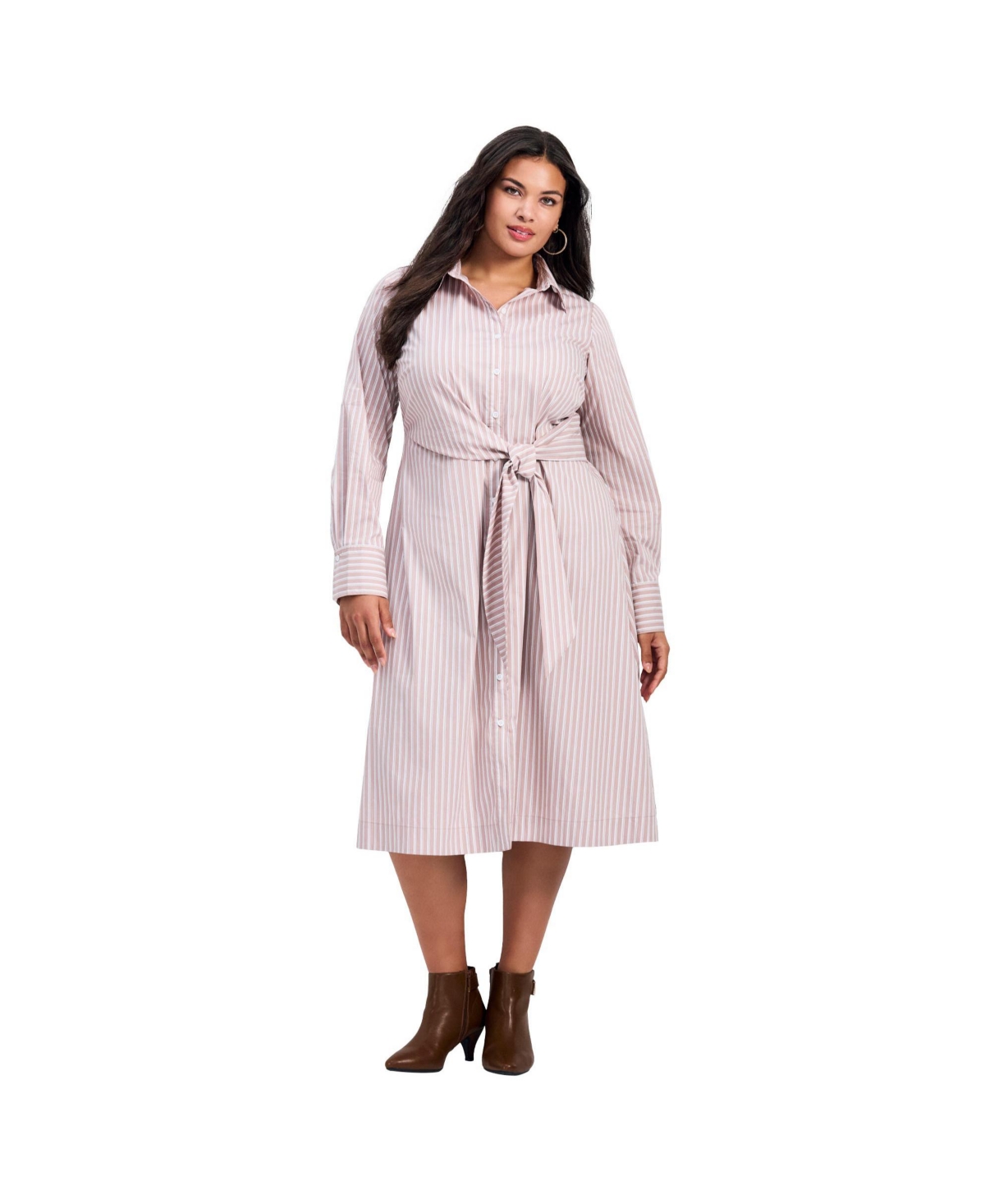 Click here for Avenue Womens Bethany Poplin Tie Front Shirtdress... prices