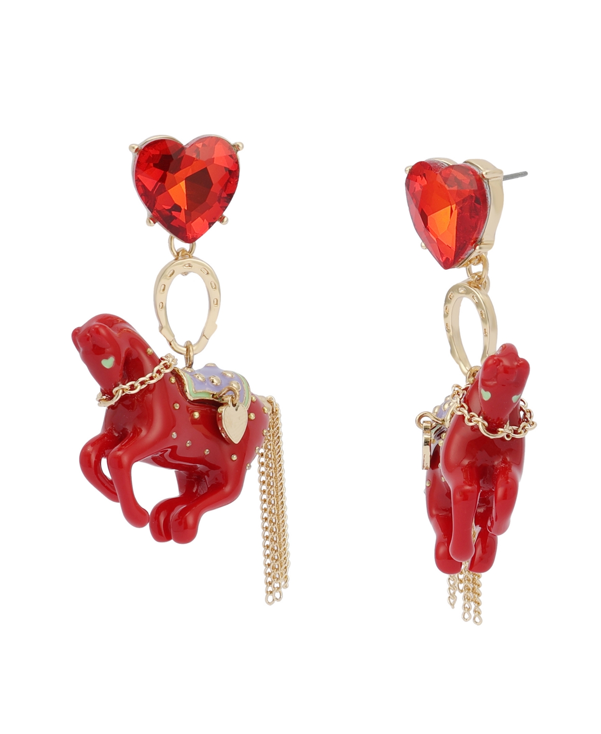 Click here for Betsey Johnson Faux Stone Horse Drop Earrings - Re... prices
