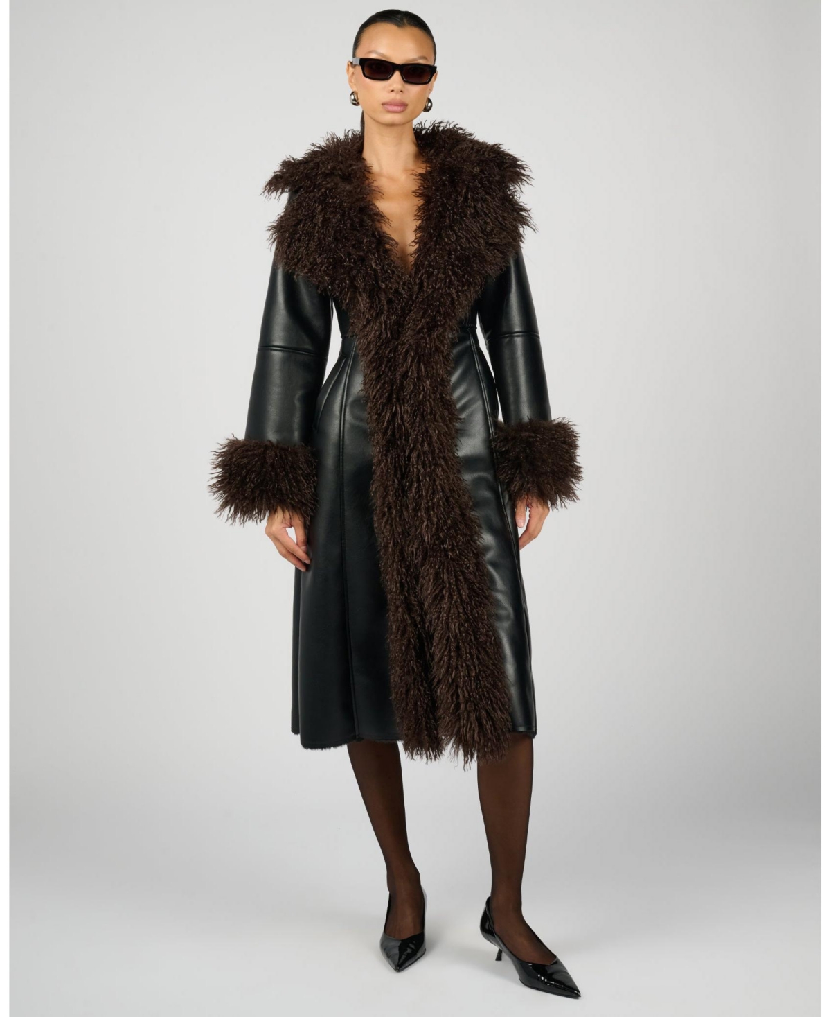 Click here for WeWoreWhat Womens Penny Lane Coat - Black/brown prices