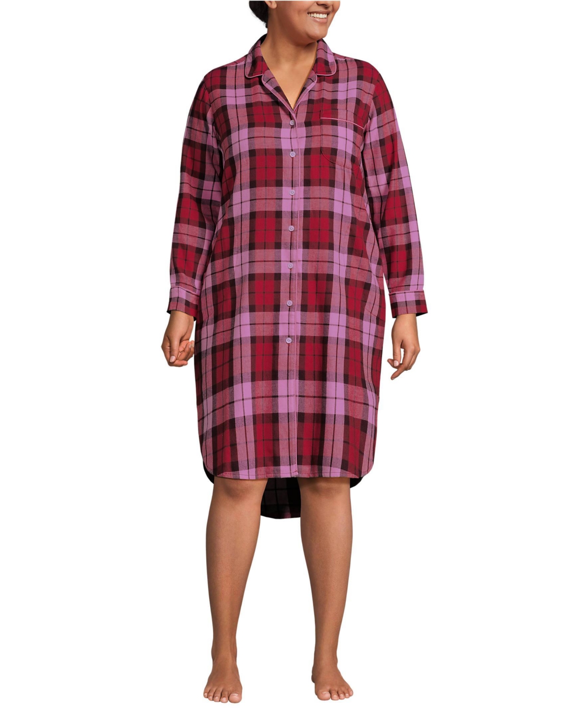 Click here for Lands End Plus Size Flannel Long Sleeve Sleepshirt... prices