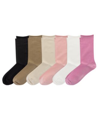 Lauren Ralph Lauren Women's Textured Solid Roll Top Socks, Pack of 6 ...