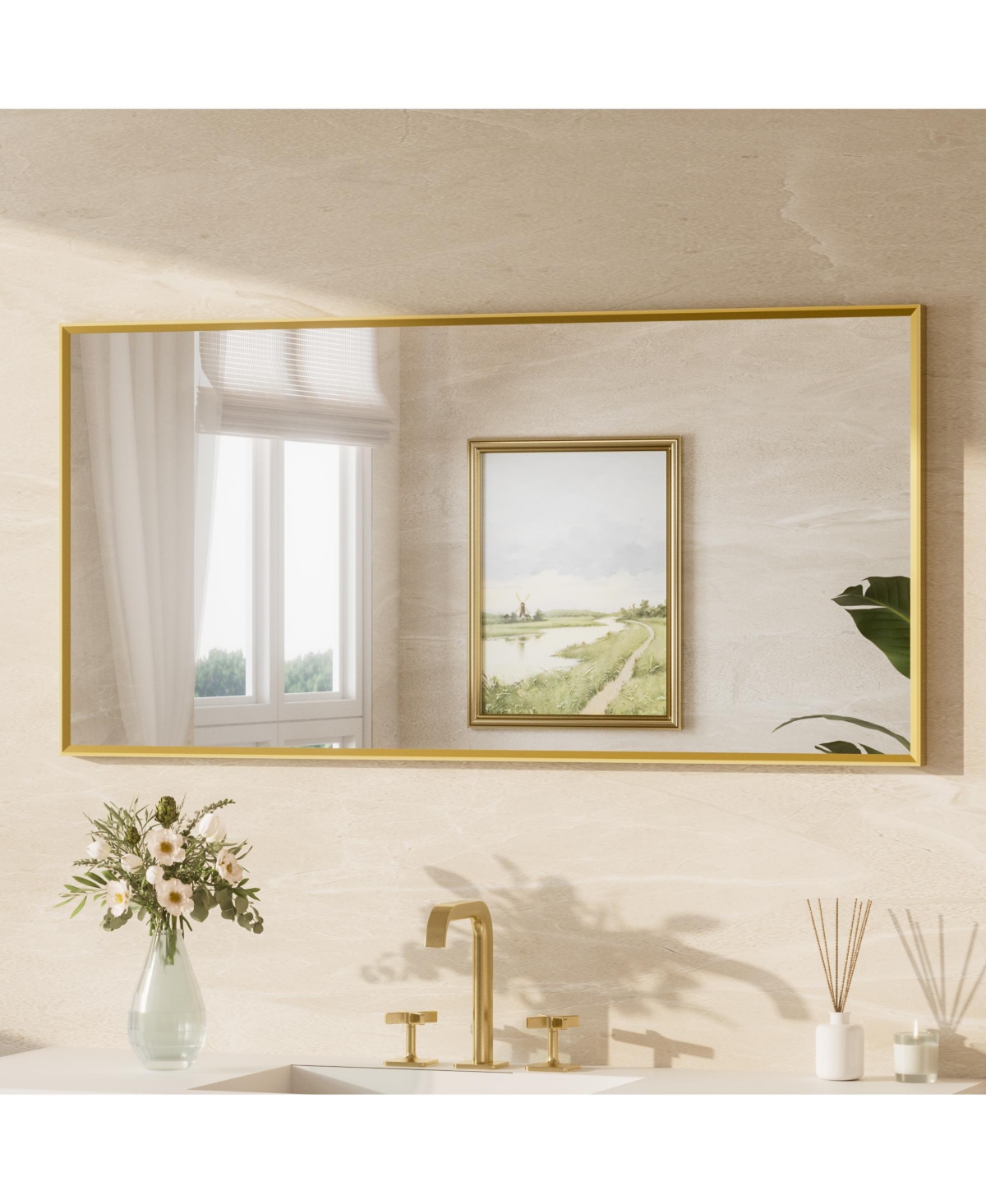 Click here for Keonjinn 48x24 Inch Brushed Gold Bathroom Vanity M... prices