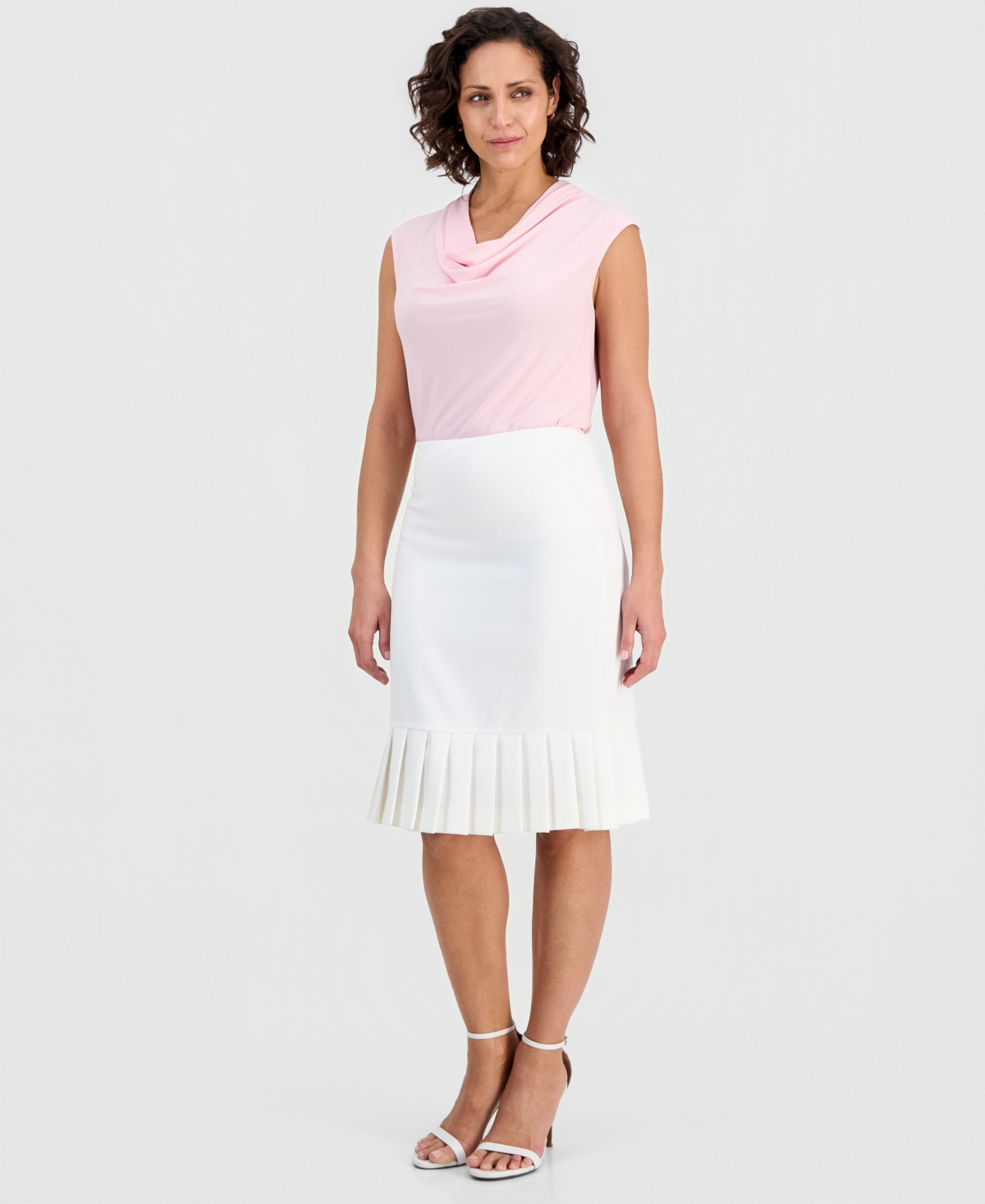 Click here for Kasper Womens Pleated-Hem Midi Skirt - Vanilla Ice prices