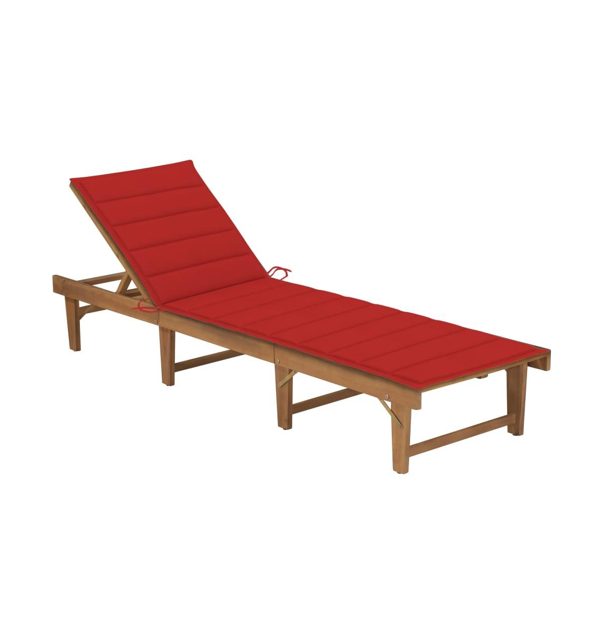 Click here for Sun Lounger Red cushion Solid Acacia wood Normal F... prices