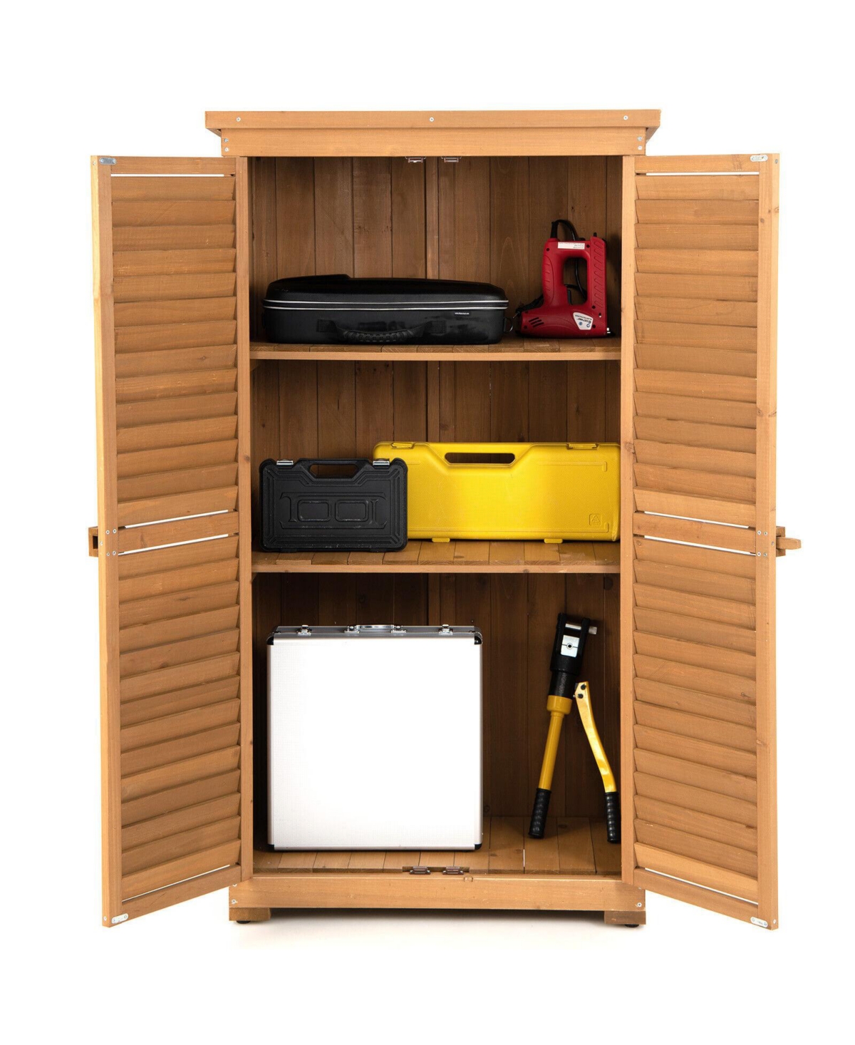 Click here for Sugift Outdoor Wooden Garden Tool Storage Cabinet... prices