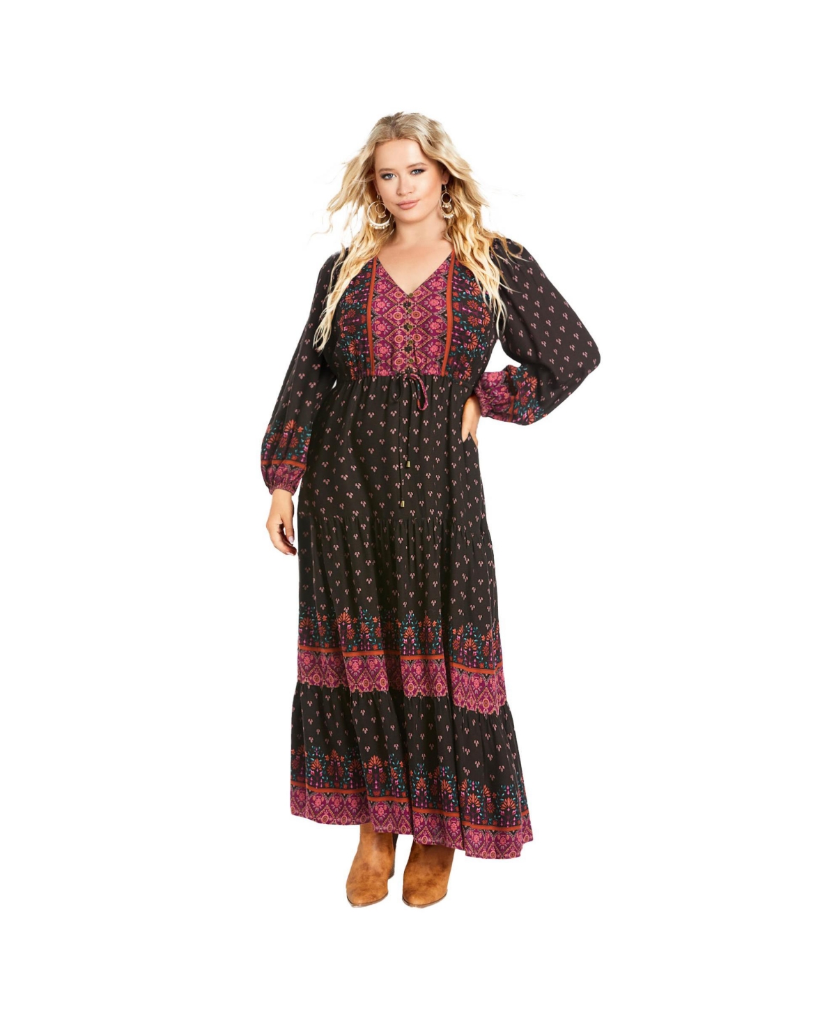 Click here for Avenue Womens Plus Size Ellery Long Sleeve Maxi Dr... prices