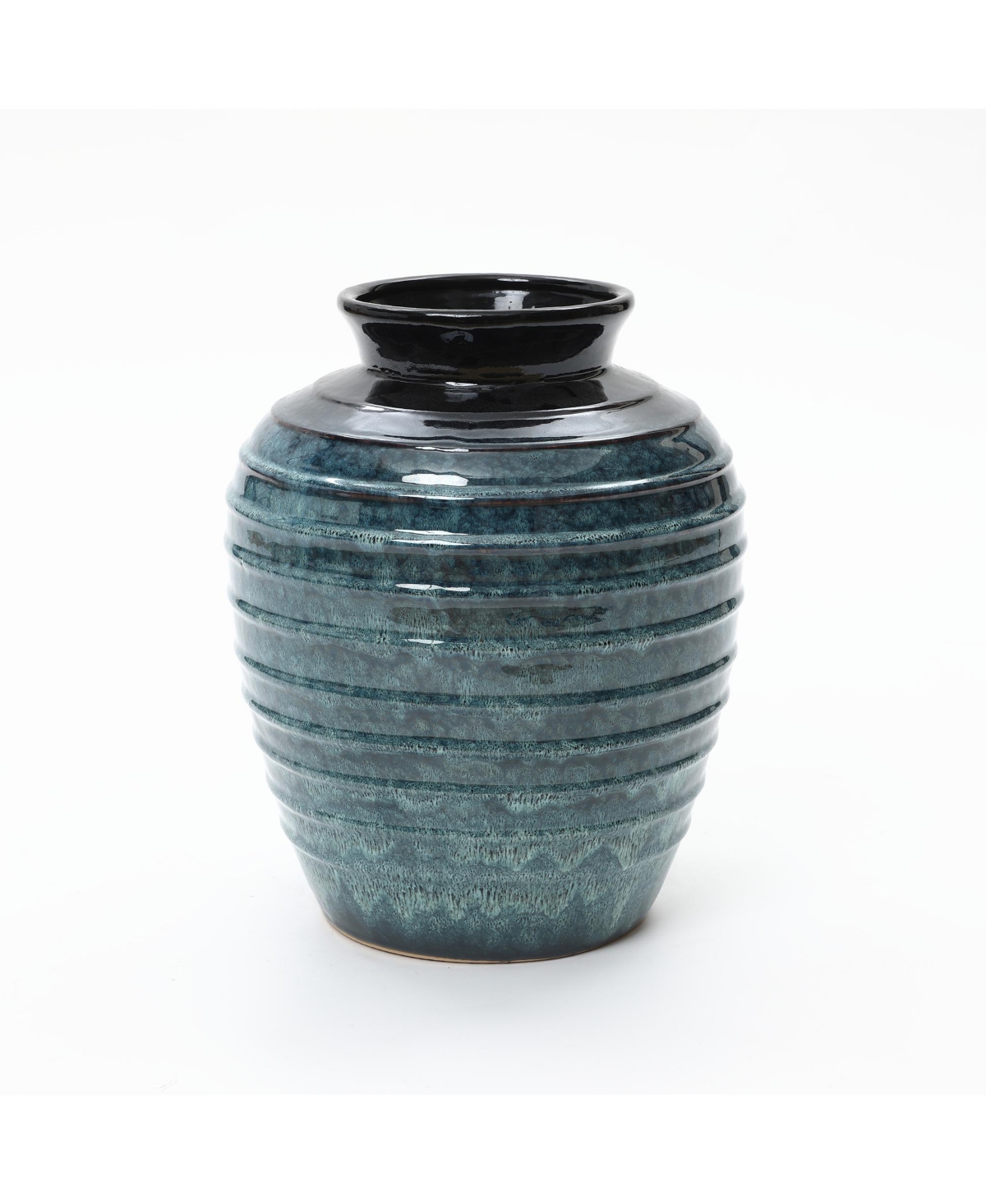 Click here for LuxenHome Rippled Blue with Brown 15.75-Inch Tall... prices