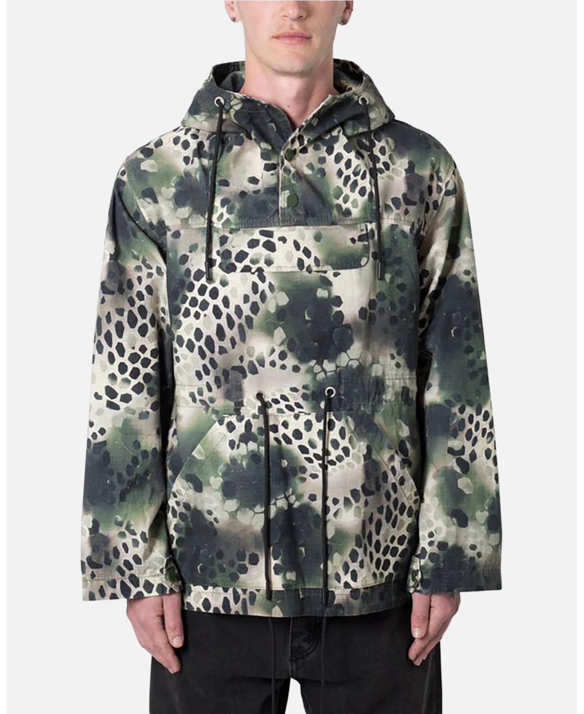 Click here for mnml Mens Swamp Camo Anorak Jacket - Grey/Dark gre... prices