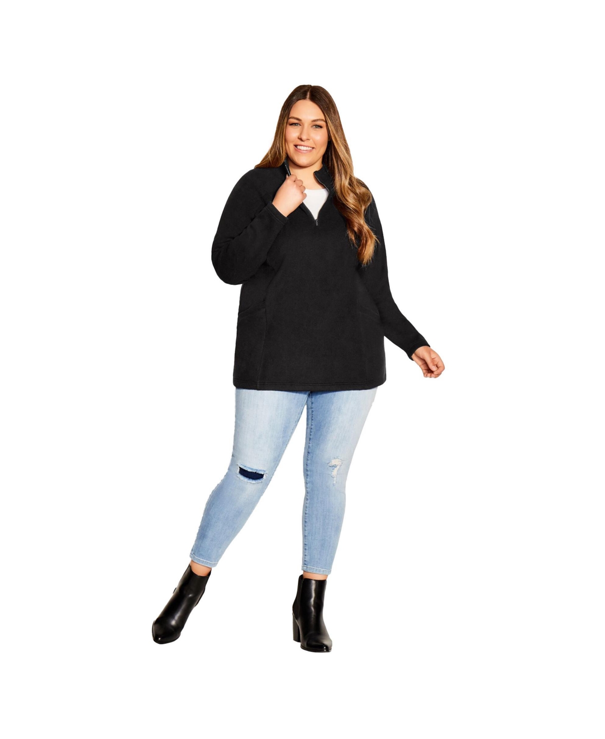 Click here for Avenue Womens Polar Fleece Pocket Tunic - Black prices