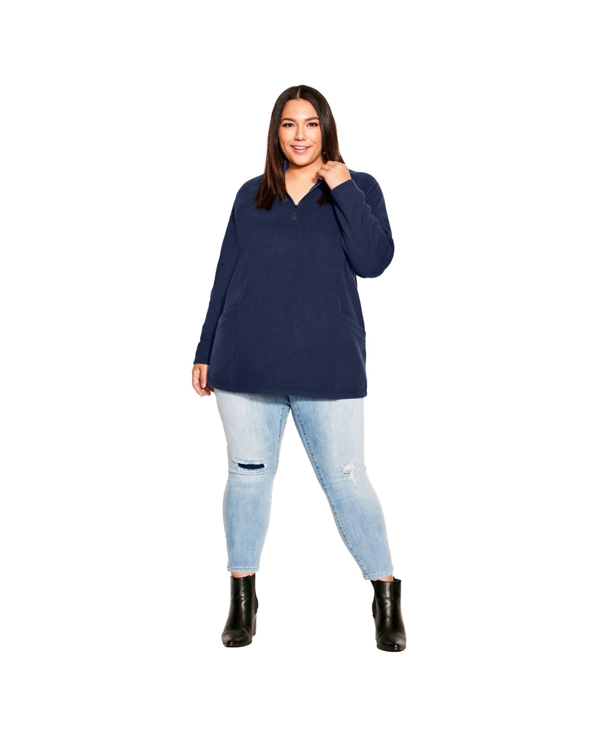 Click here for Avenue Womens Polar Fleece Pocket Tunic - Navy prices