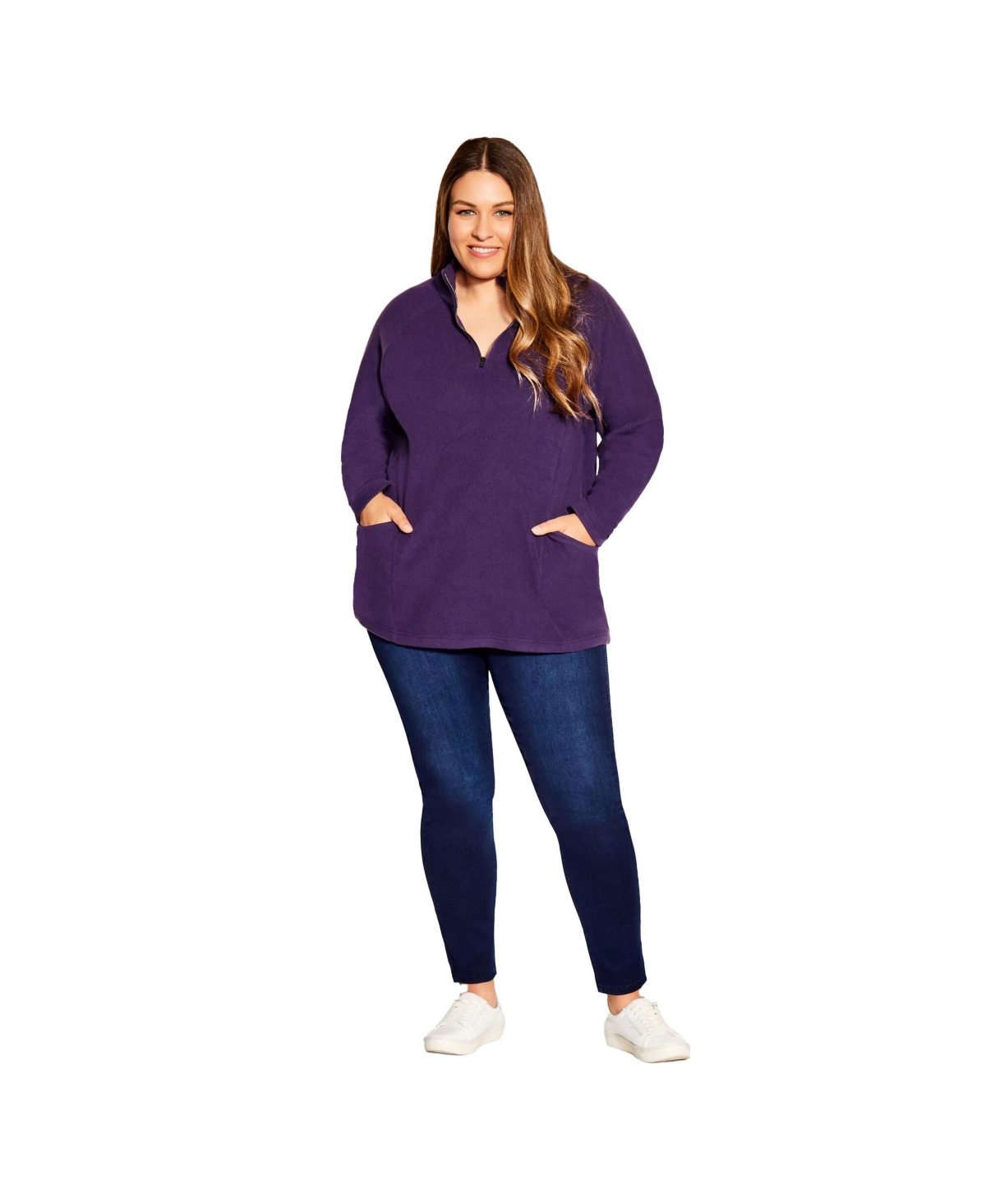 Click here for Avenue Womens Polar Fleece Pocket Tunic - Plum prices
