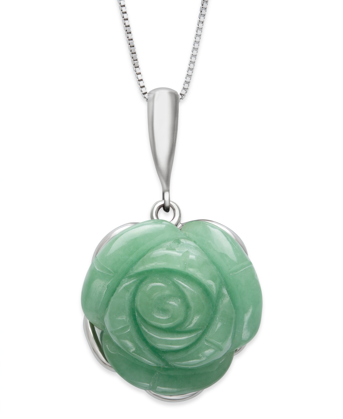 Click here for Macys Jade Carved Flower Pendant Necklace in Sterl... prices