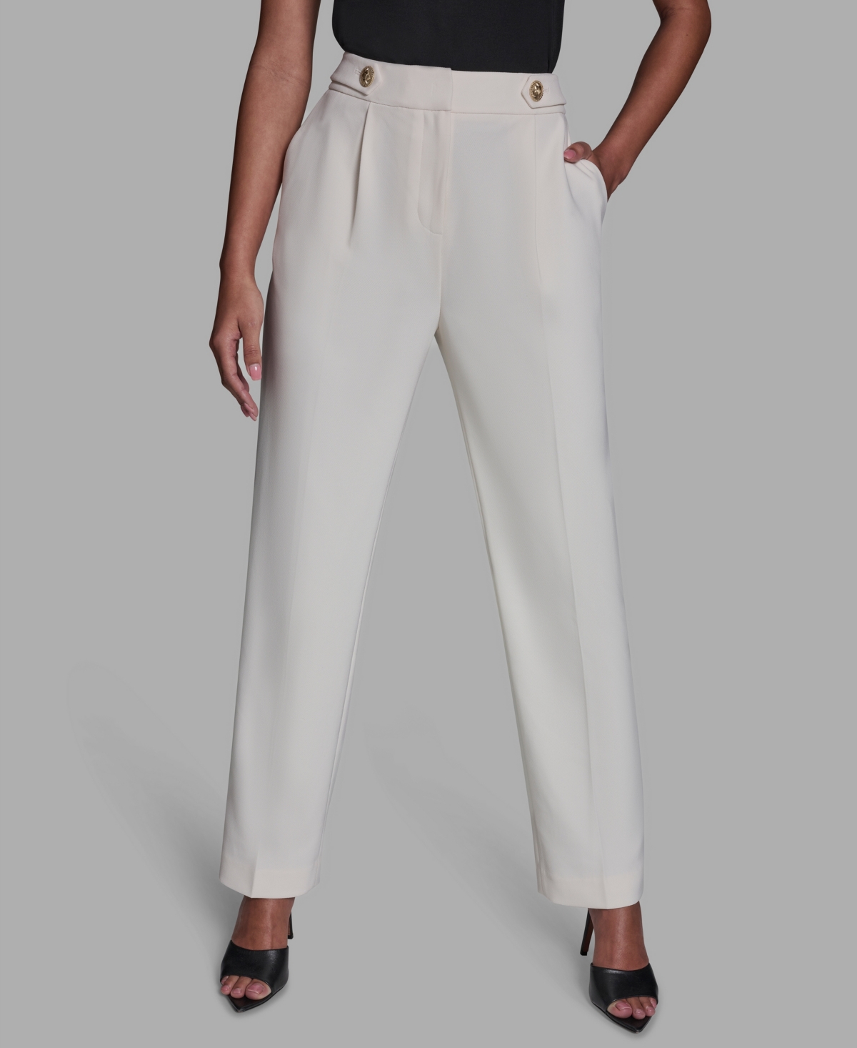 Click here for Bcbg Womens Pleated High Rise Wide Leg Pants - Whi... prices